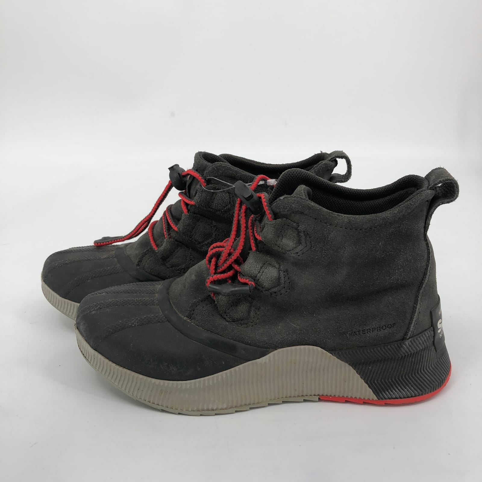Sorel Gray & Red Suede Winter & Rain Boots Sorel Gray & Red Suede ...