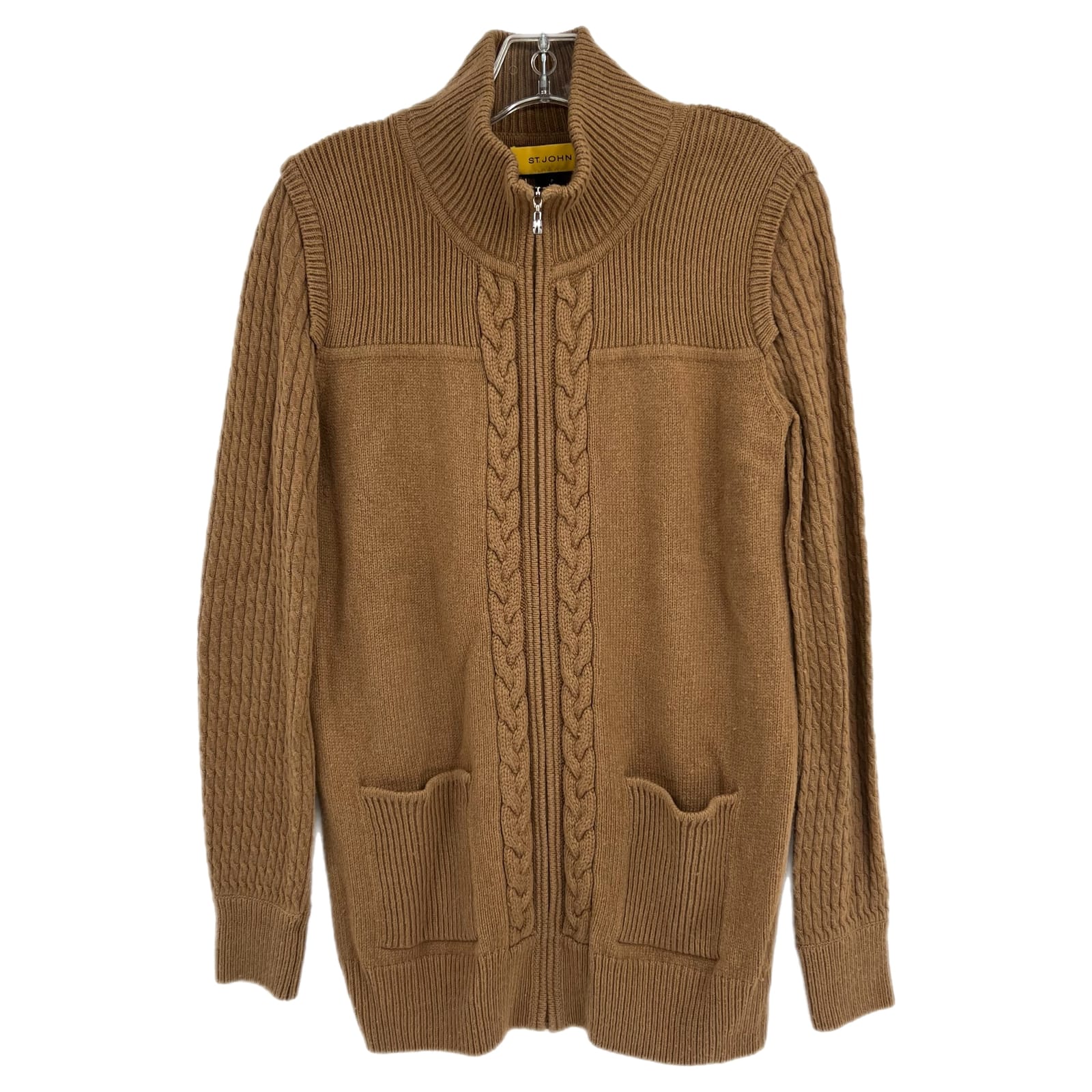 St. John Brown Knit Zip-Up Cardigan St. John Brown Knit Zip-Up Cardigan ...