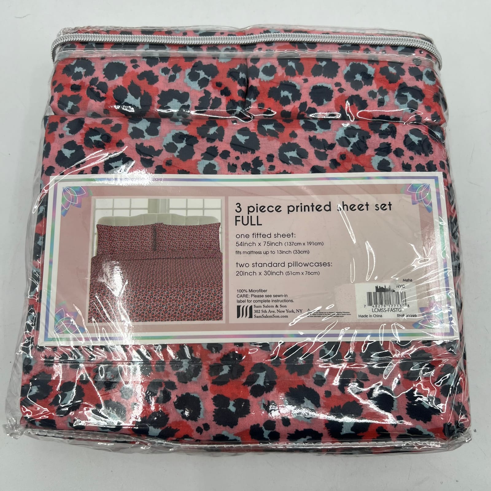 Lulu & Coco Pink/Red Animal Print 3pc FULL Sheet Set Lulu & Coco Pink ...