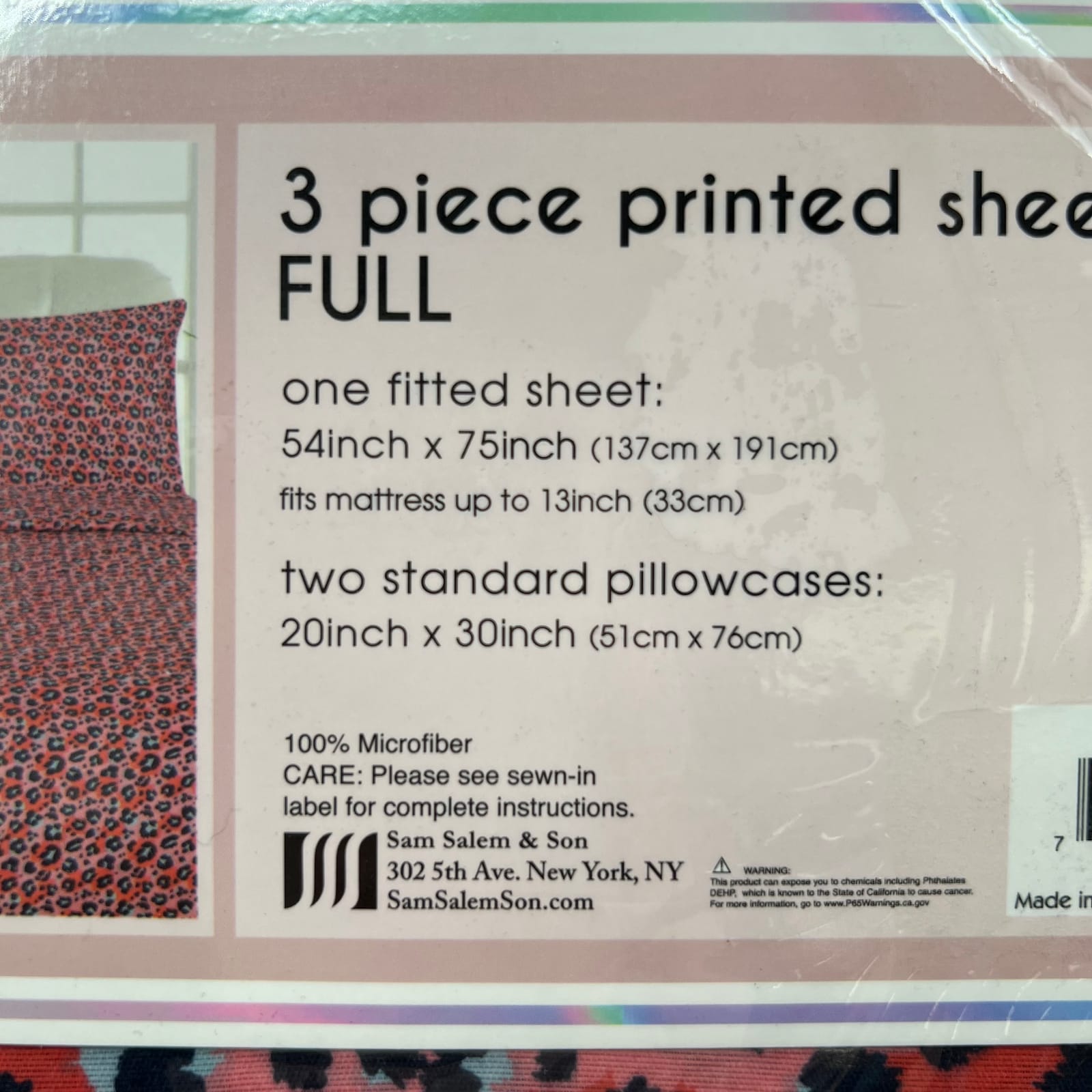 Lulu & Coco Pink/Red Animal Print 3pc FULL Sheet Set Lulu & Coco Pink ...