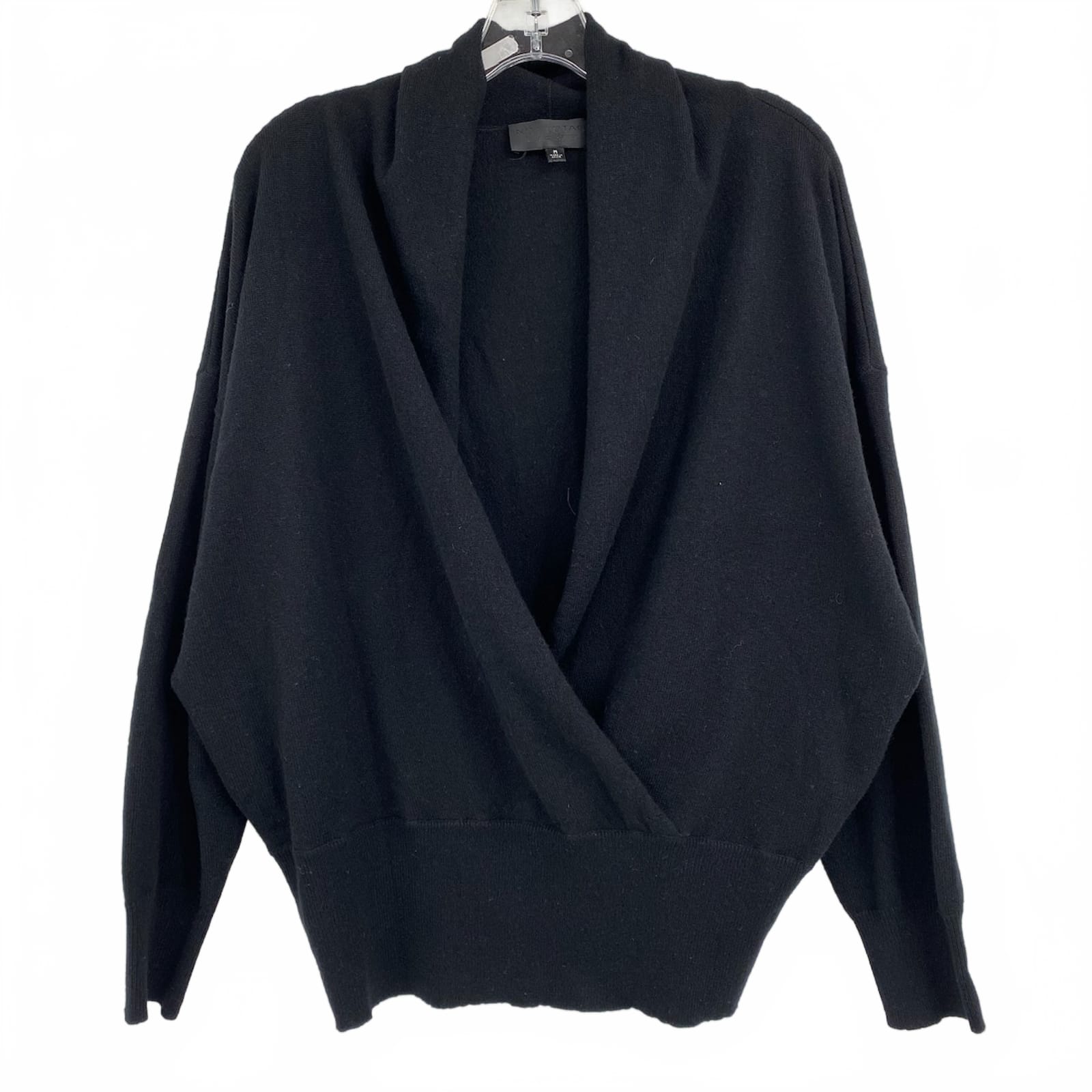 Nili Lotan Black Cashmere Wrap V-Neck Sweater Nili Lotan Black Cashmere ...