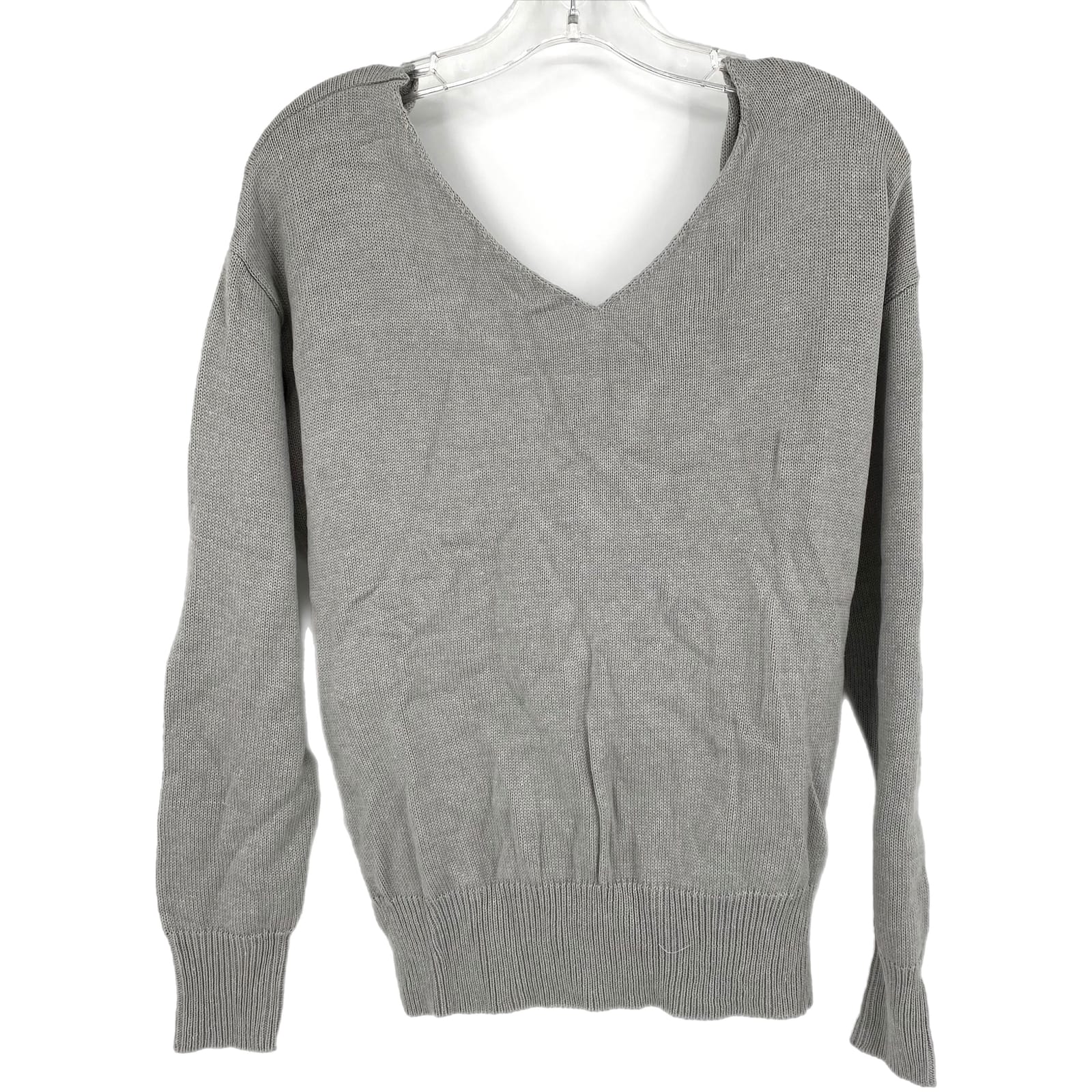 Cotton Emporium Gray Open Back V-Neck Sweater Cotton Emporium Gray Open ...