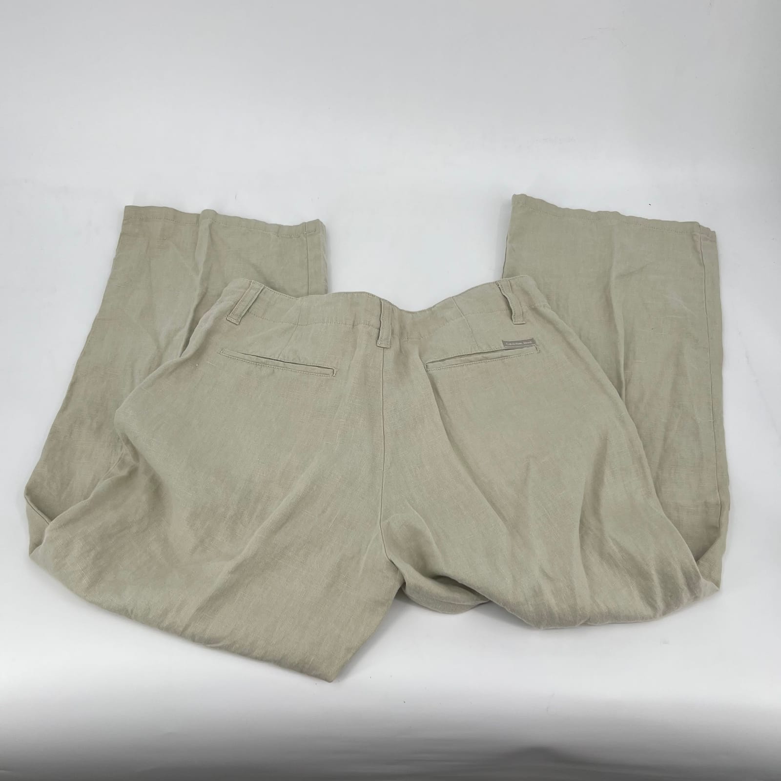 Calvin Klein Tan Linen Relaxed Fit Pants Calvin Klein Tan Linen Relaxed ...