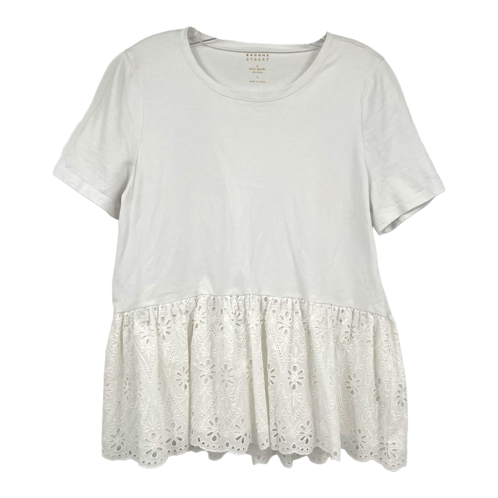 Kate Spade White Eyelet Lace Peplum Blouse Kate Spade White Eyelet Lace ...