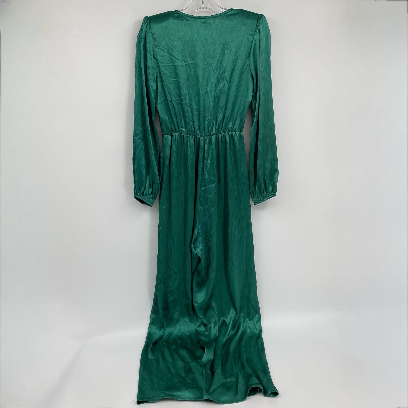 Floret Studio Green Wide-Leg Satin Wrap Jumpsuit Floret Studio Green ...