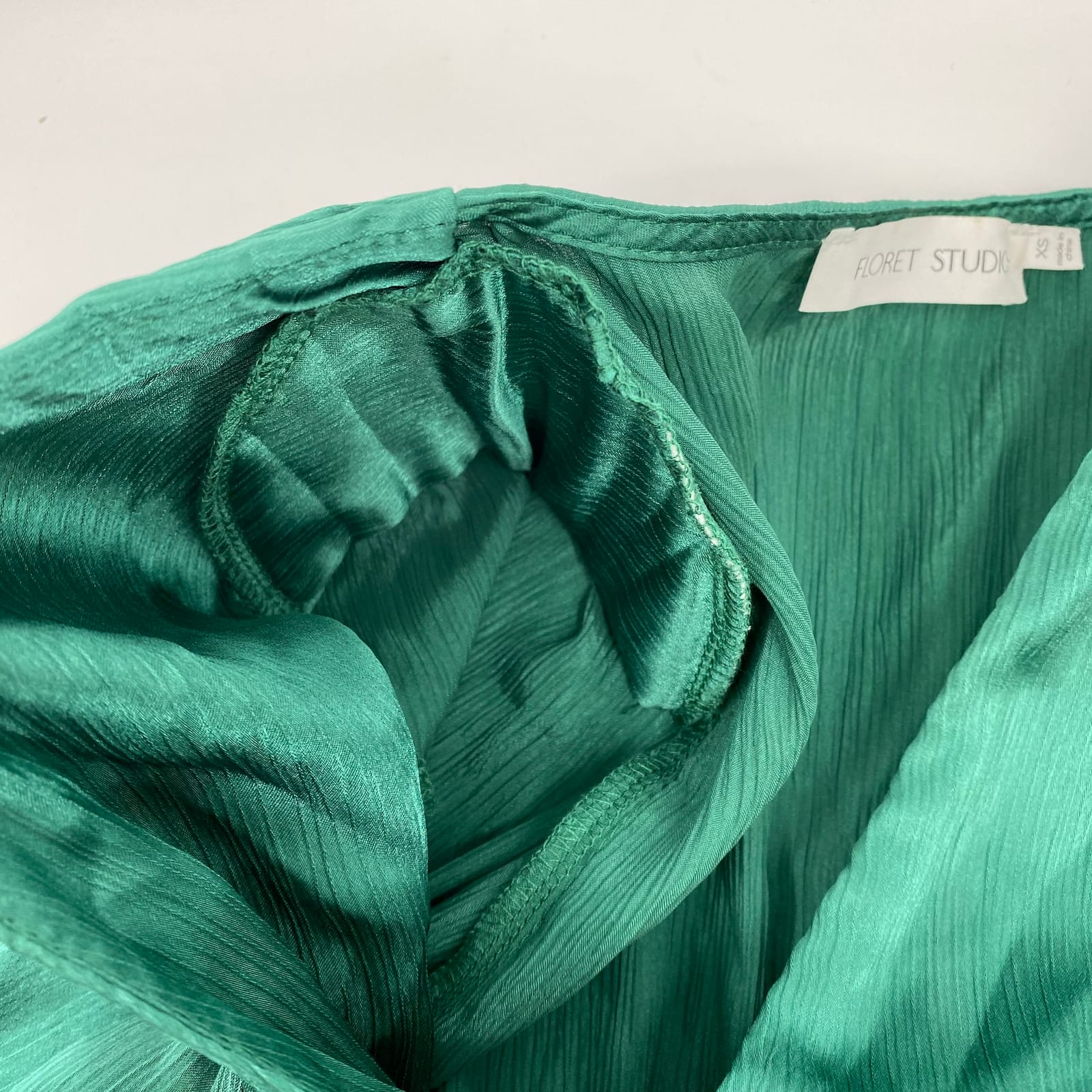 Floret Studio Green Wide-Leg Satin Wrap Jumpsuit Floret Studio Green ...
