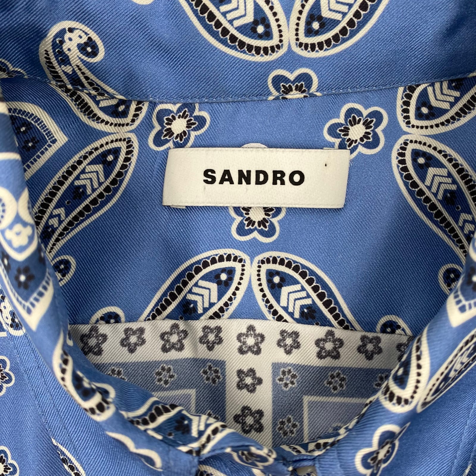 Sandro Blue White Paisley Silk Button Up Shirt Sandro Blue White ...