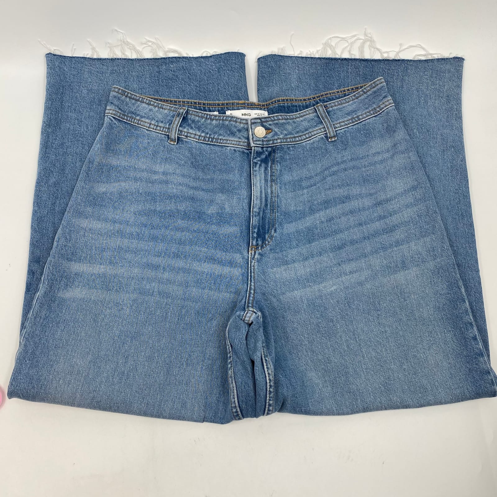 Mango Blue Cotton Wide-Leg Jeans Mango Blue Cotton Wide-Leg Jeans Size ...