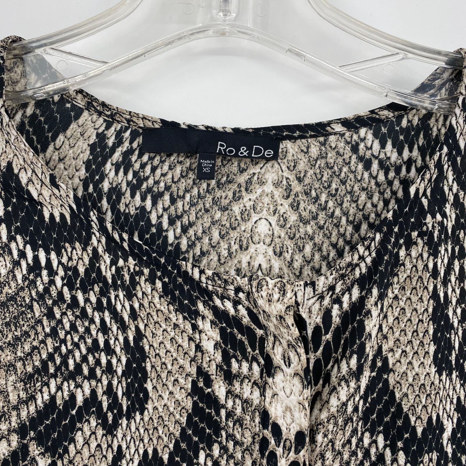 Ro & De Black White Snake Skin Print Button-up Blouse Ro & De Black ...