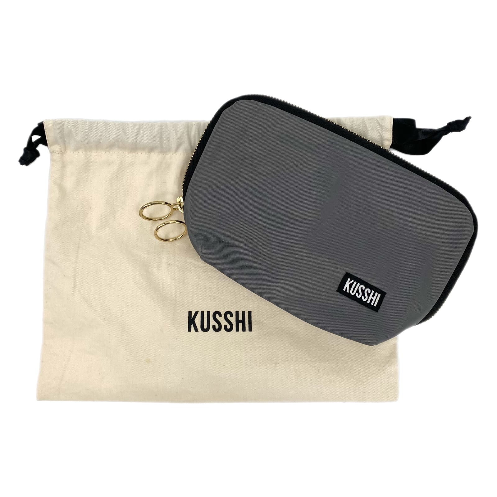 Kusshi Gray Signature Cosmetic Bag Kusshi Gray Signature Cosmetic Bag ...