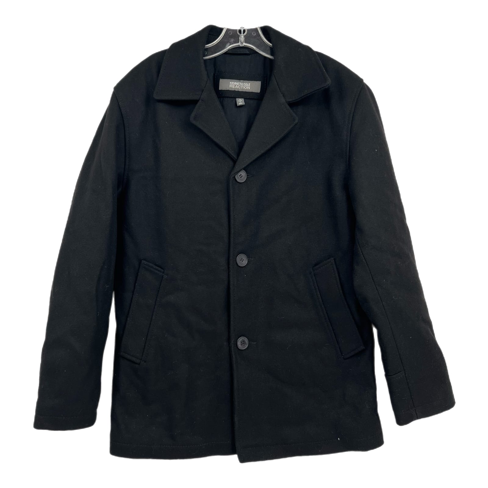 Kenneth Cole Reaction Black Wool Blend Pea Coat Kenneth Cole Reaction ...