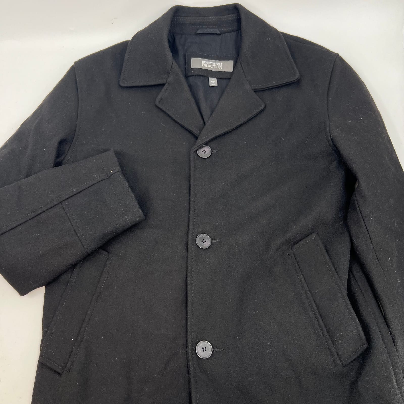 Kenneth Cole Reaction Black Wool Blend Pea Coat Kenneth Cole Reaction ...