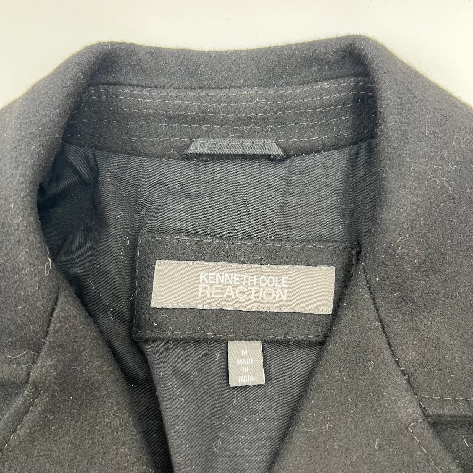 Kenneth Cole Reaction Black Wool Blend Pea Coat Kenneth Cole Reaction ...