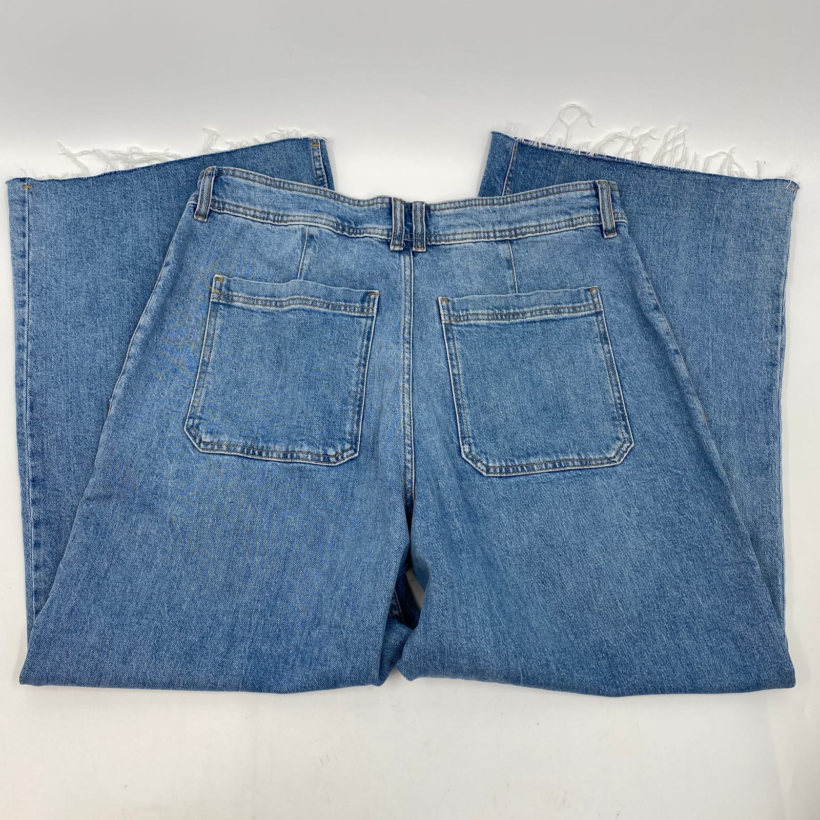 Mango Blue Cotton Wide-Leg Jeans Mango Blue Cotton Wide-Leg Jeans Size ...