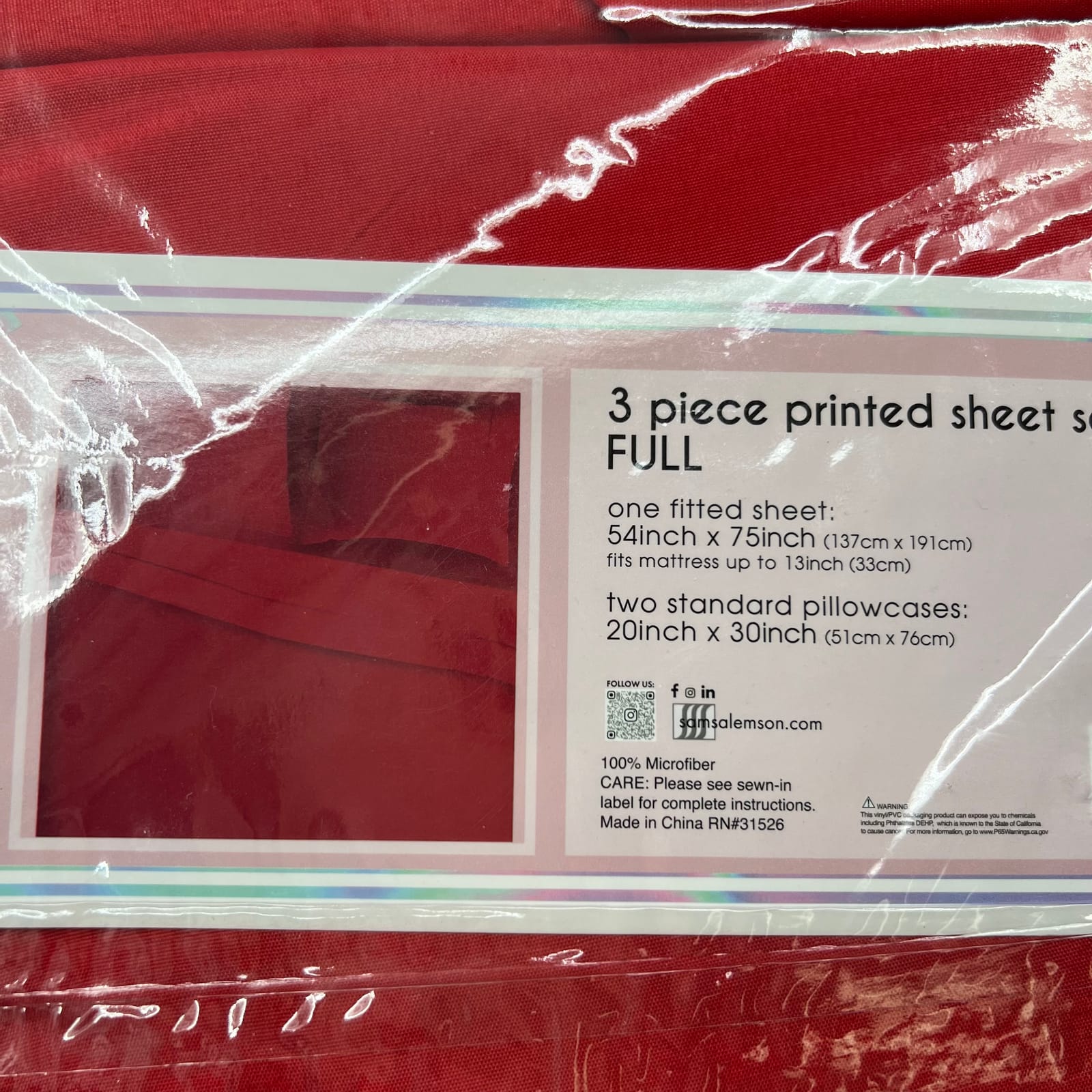 Lulu & Coco Red 3pc FULL Sheet Set Lulu & Coco Red 3pc FULL Sheet Set ...