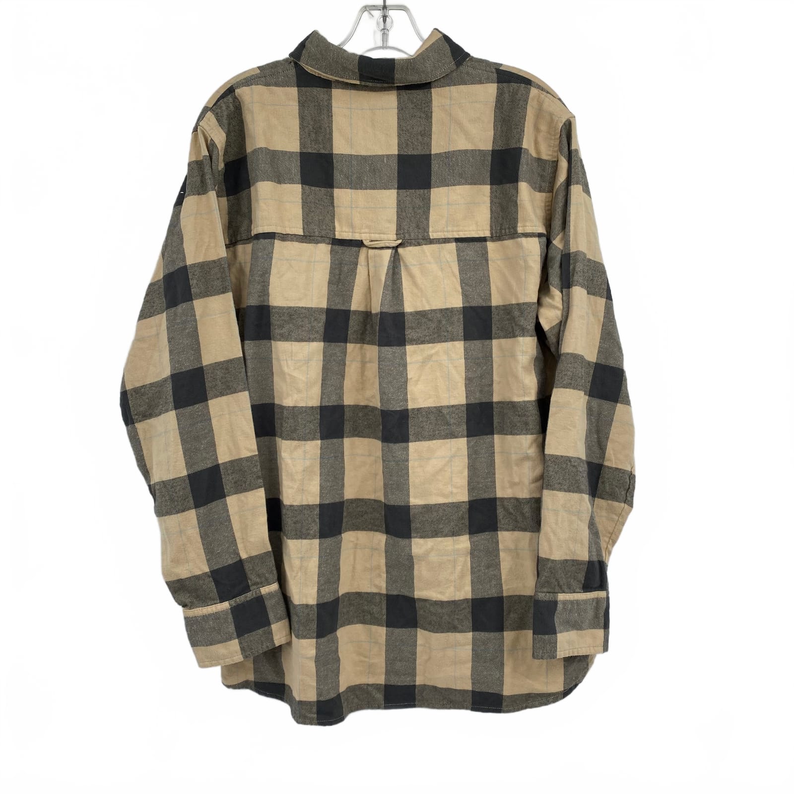 American Eagle Tan Plaid Button-Down Shirt American Eagle Tan Plaid Button-Down Shirt Size M ...