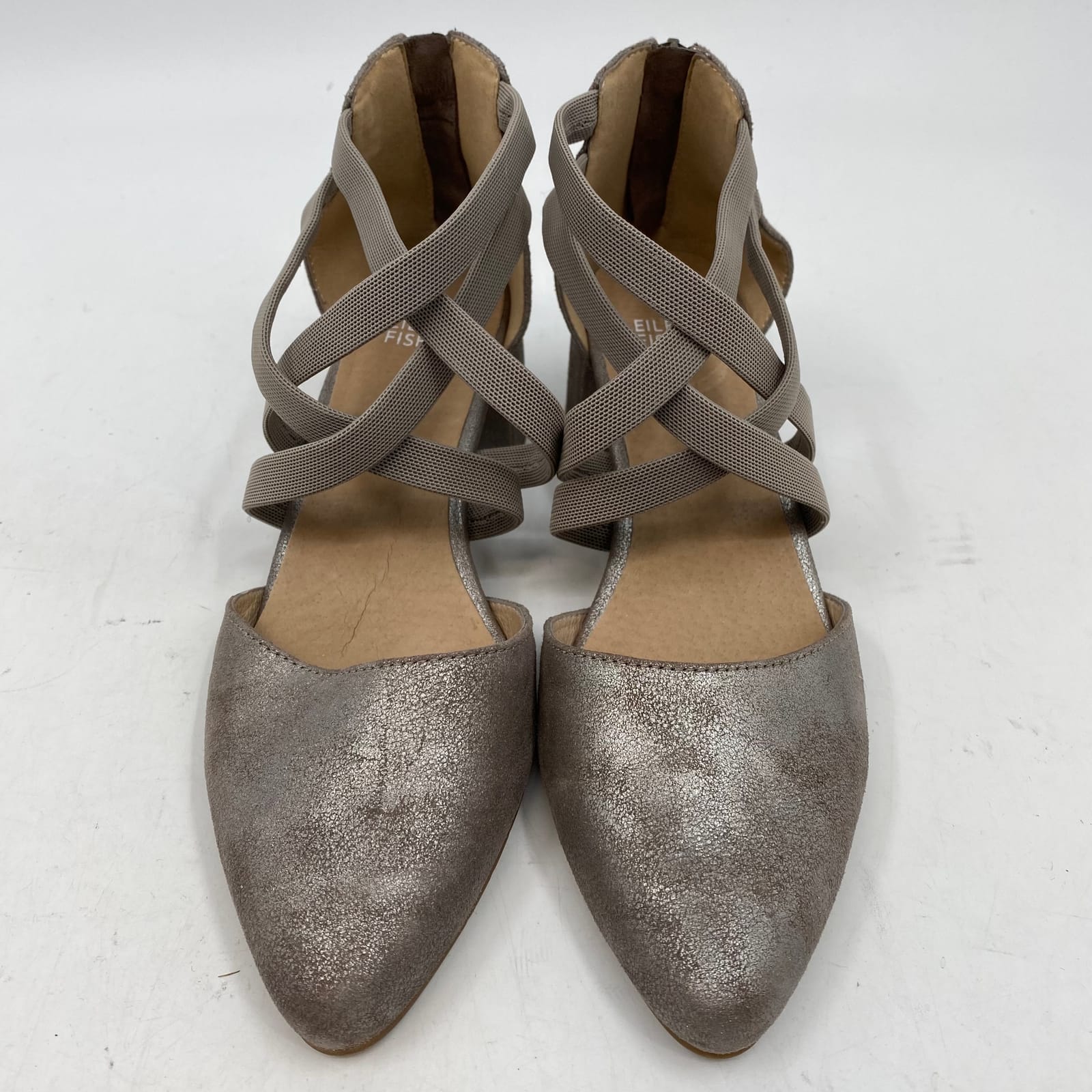 Eileen Fisher Silver Strappy Block Heels Eileen Fisher Silver Strappy ...