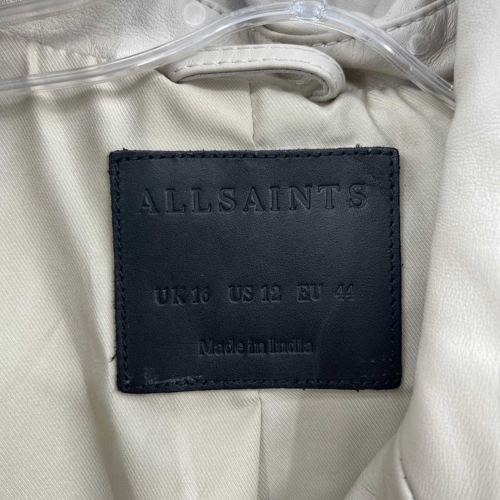 All Saints Beige Leather Motorcycle Jacket All Saints Beige Leather ...