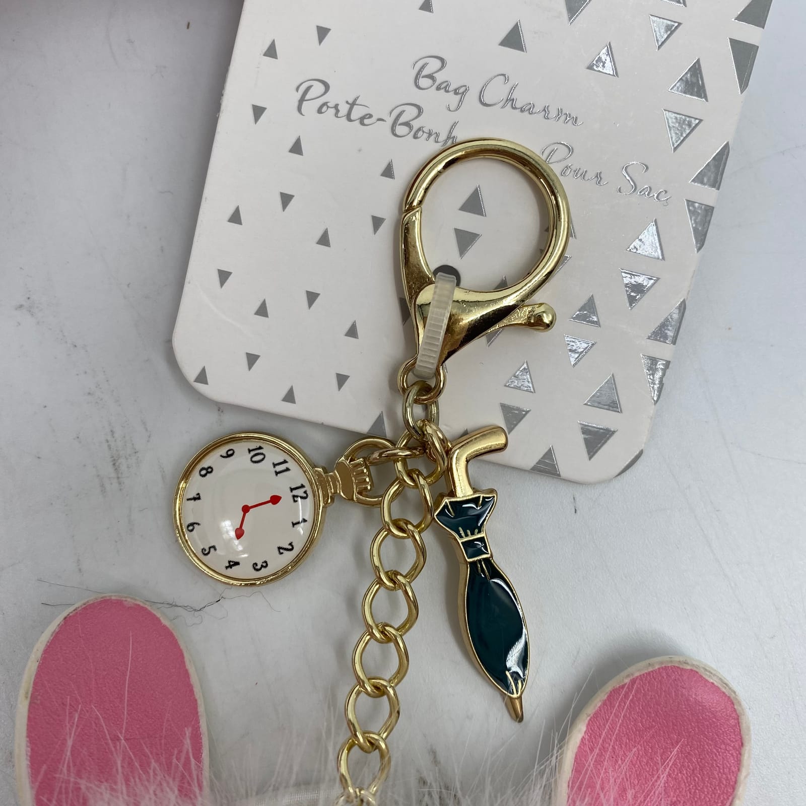 Disney White Rabbit Puff Ball Bag Charm Disney White Rabbit Puff Ball ...