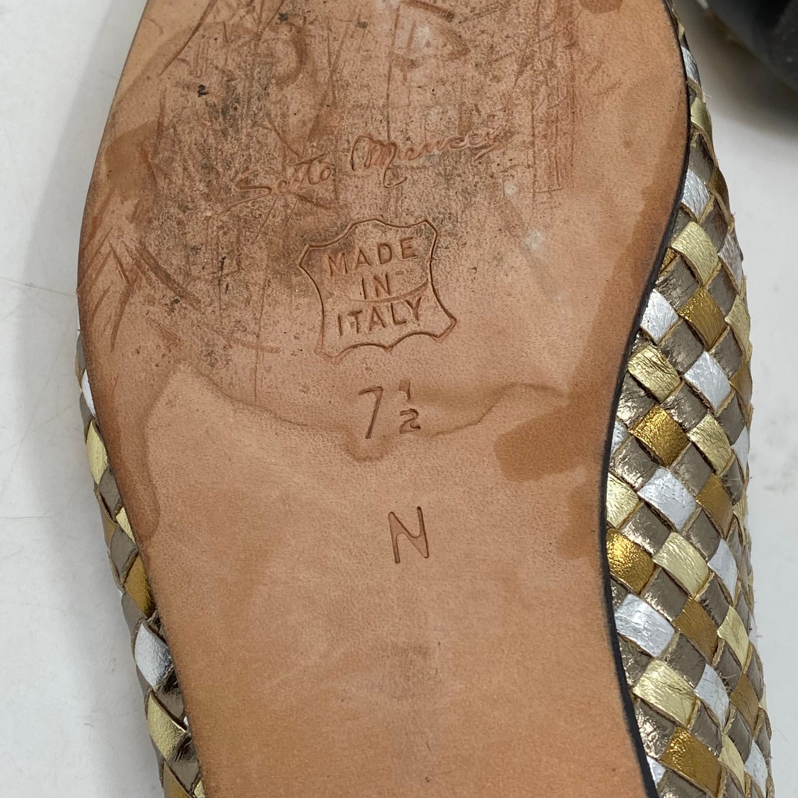 Sesto Meucci Gold Woven Leather Flats Sesto Meucci Gold Woven Leather ...