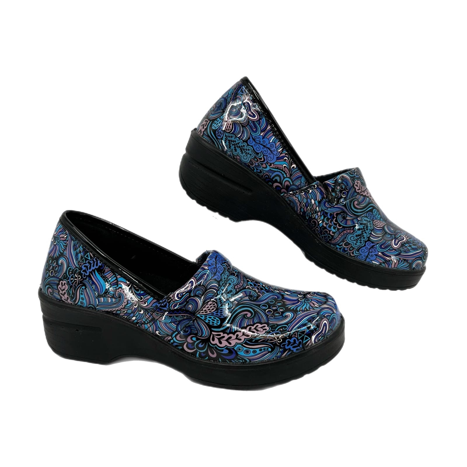 Easy Street Blue & Black Comfort Paisley Clogs Easy Street Blue & Black ...
