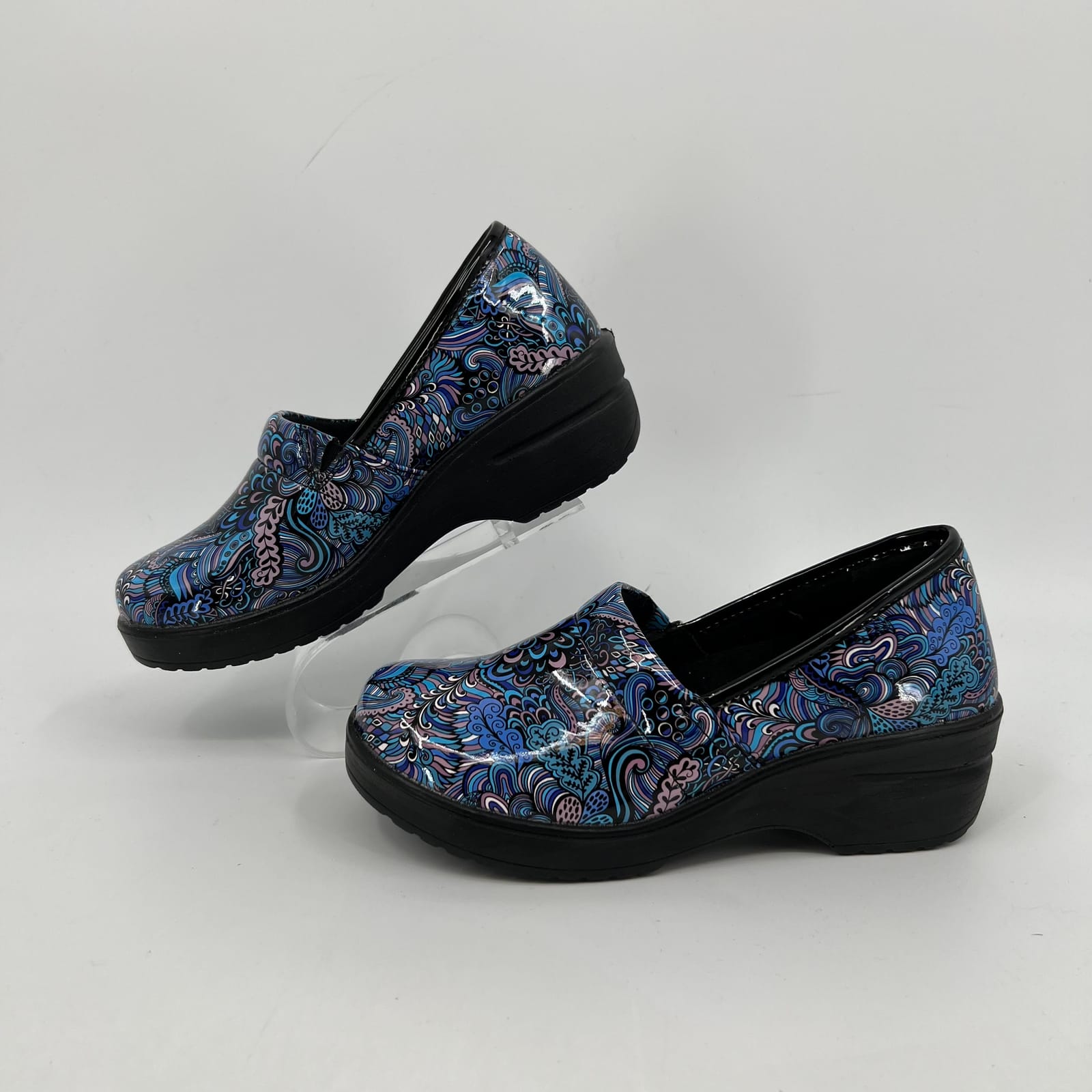 Easy Street Blue & Black Comfort Paisley Clogs Easy Street Blue & Black ...