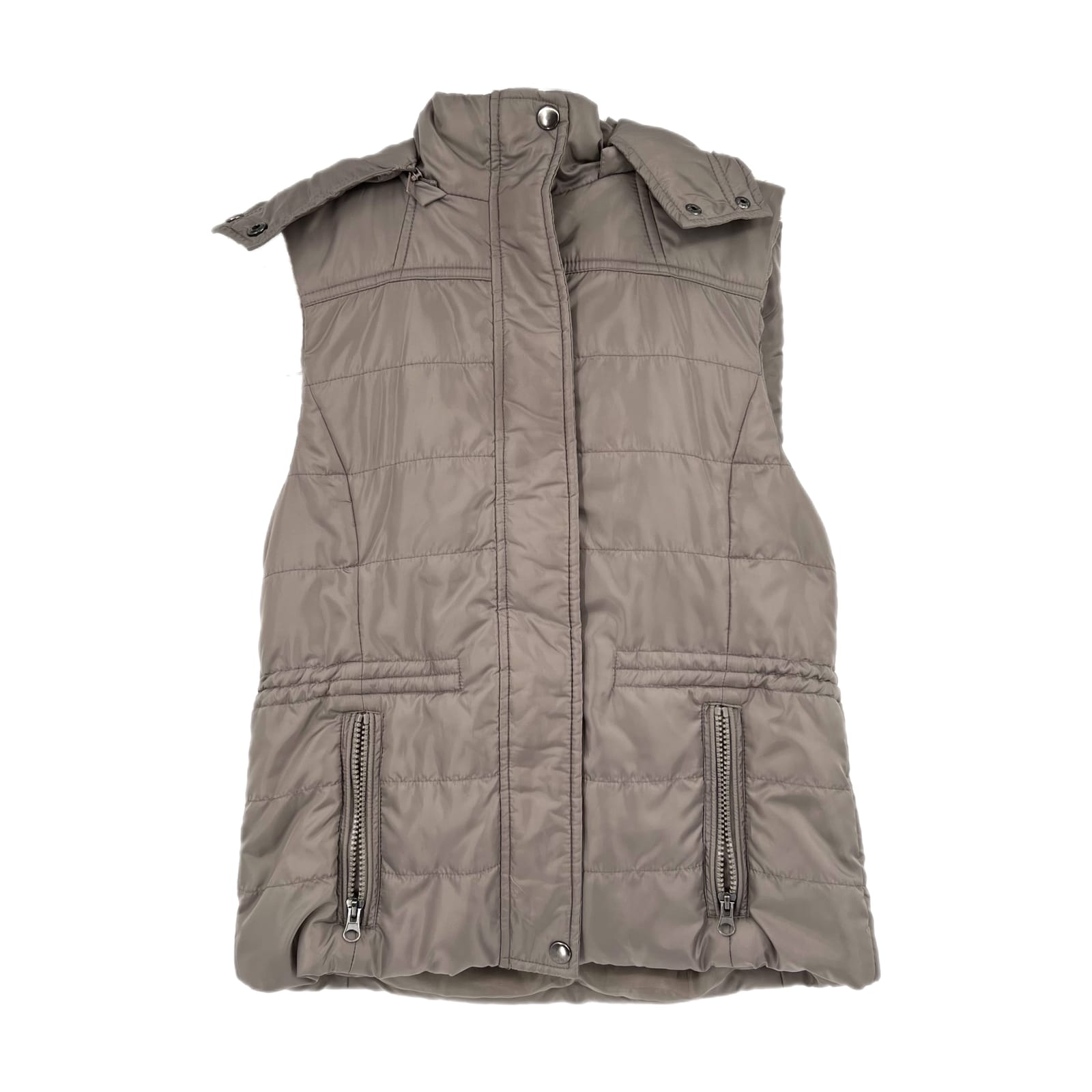 American Rag Taupe Fur Trim Hood Puffer Vest American Rag Taupe Fur ...