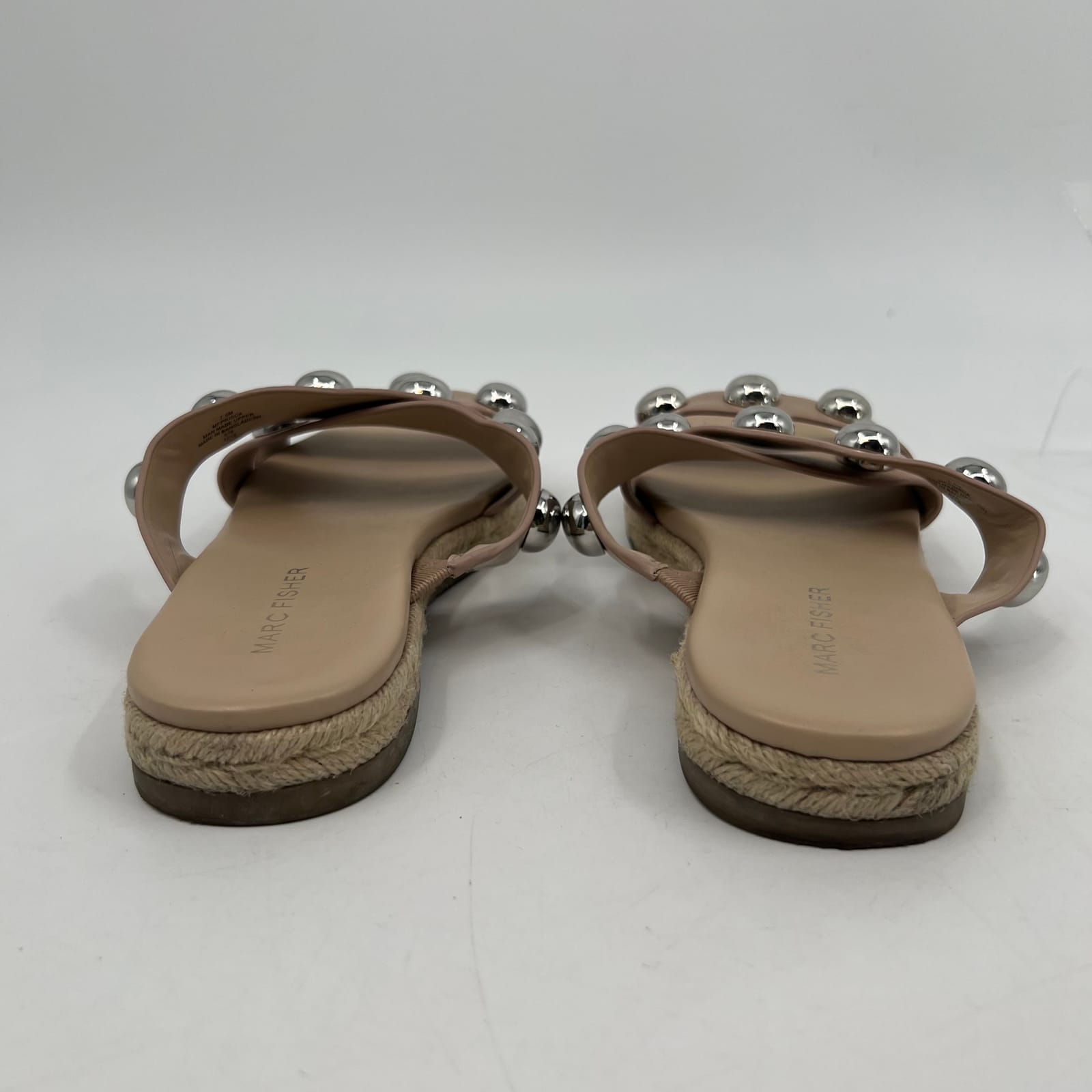 Marc Fisher Tan & Silver Studded Strappy Slide Sandals Marc Fisher Tan ...