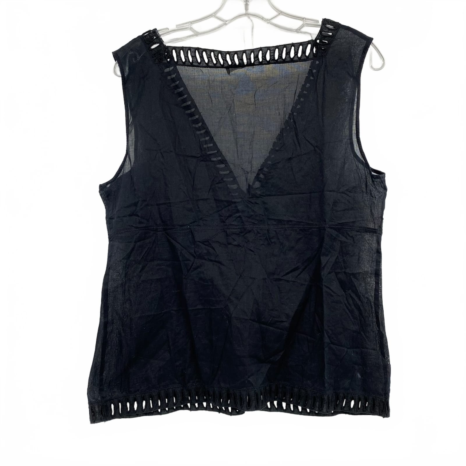 Philosophy by Alberta Ferretti Black Sheer Eyelet Tank Top Philosophy ...
