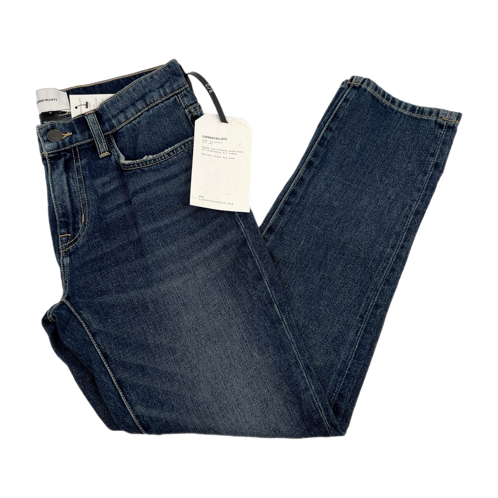 Current/Elliott Blue Medium Wash Straight Jeans Current/Elliott Blue ...