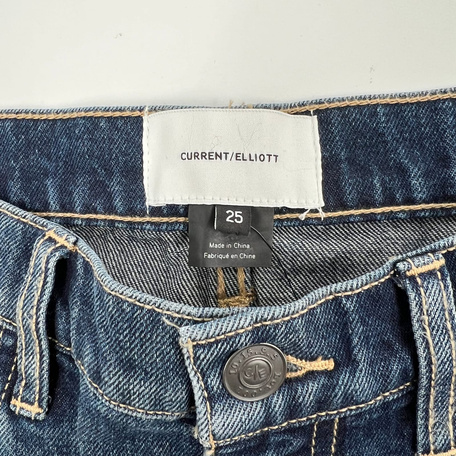 Current/Elliott Blue Medium Wash Straight Jeans Current/Elliott Blue ...