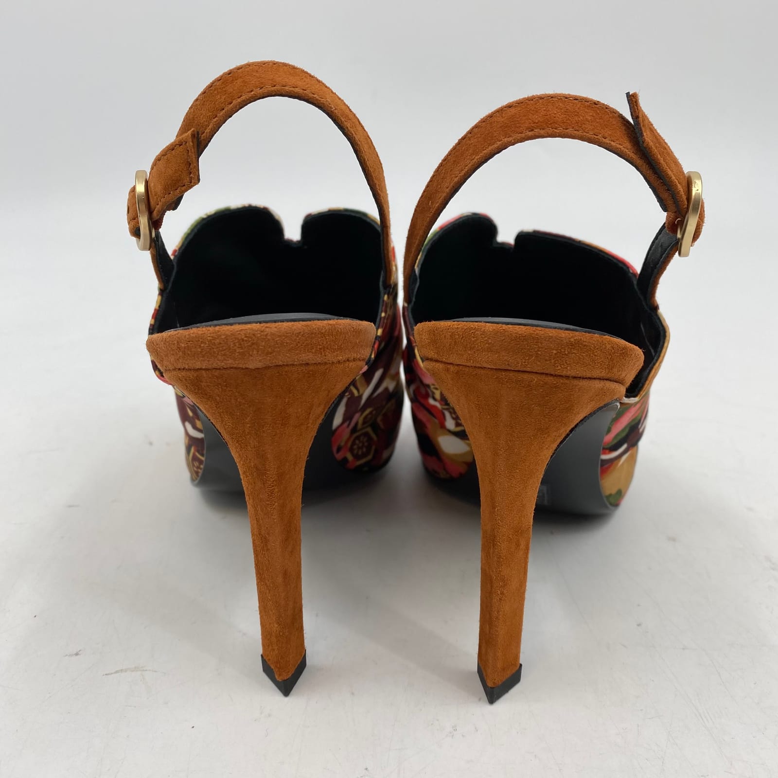 Natori Brown Red Slingback Peep Toe Heels Natori Brown Red Slingback ...