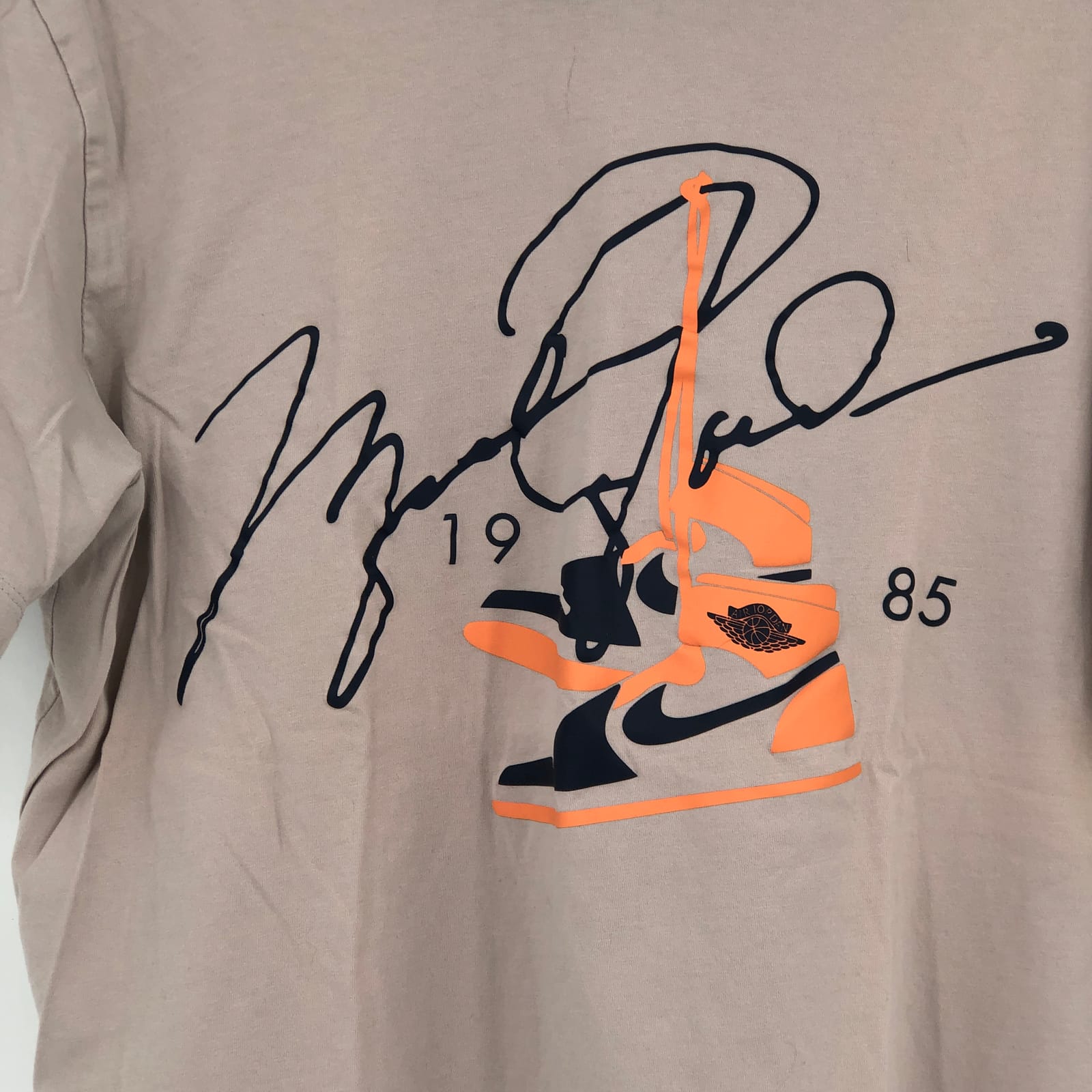 Nike Gray & Orange Jordan Graphic Shoe Shirt Nike Gray & Orange Jordan ...