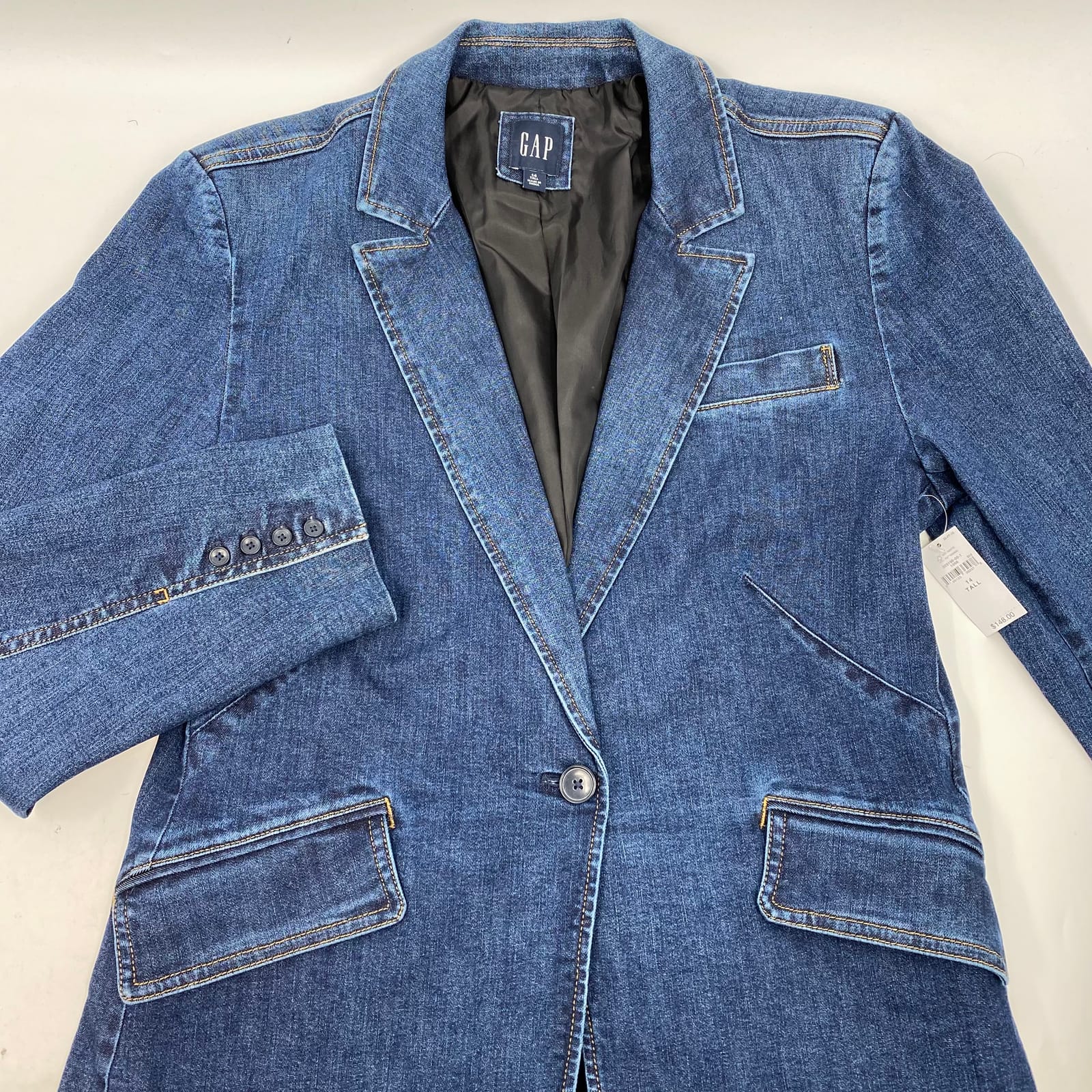 GAP Dark Wash Denim Blazer GAP Dark Wash Denim Blazer Size 14 (New With ...