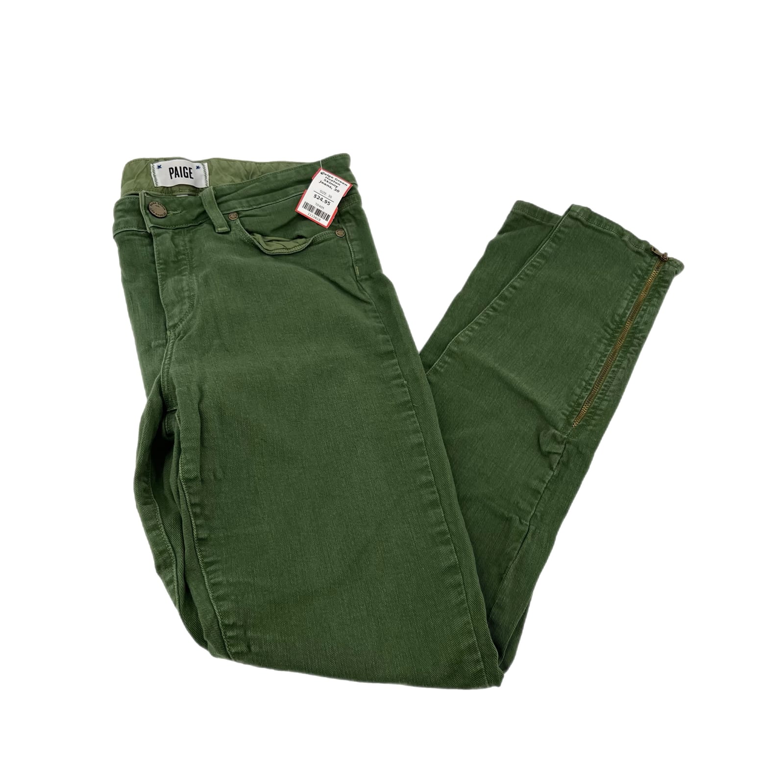 PAIGE Green Hoxton Skinny Jeans PAIGE Green Hoxton Skinny Jeans Size 30 ...