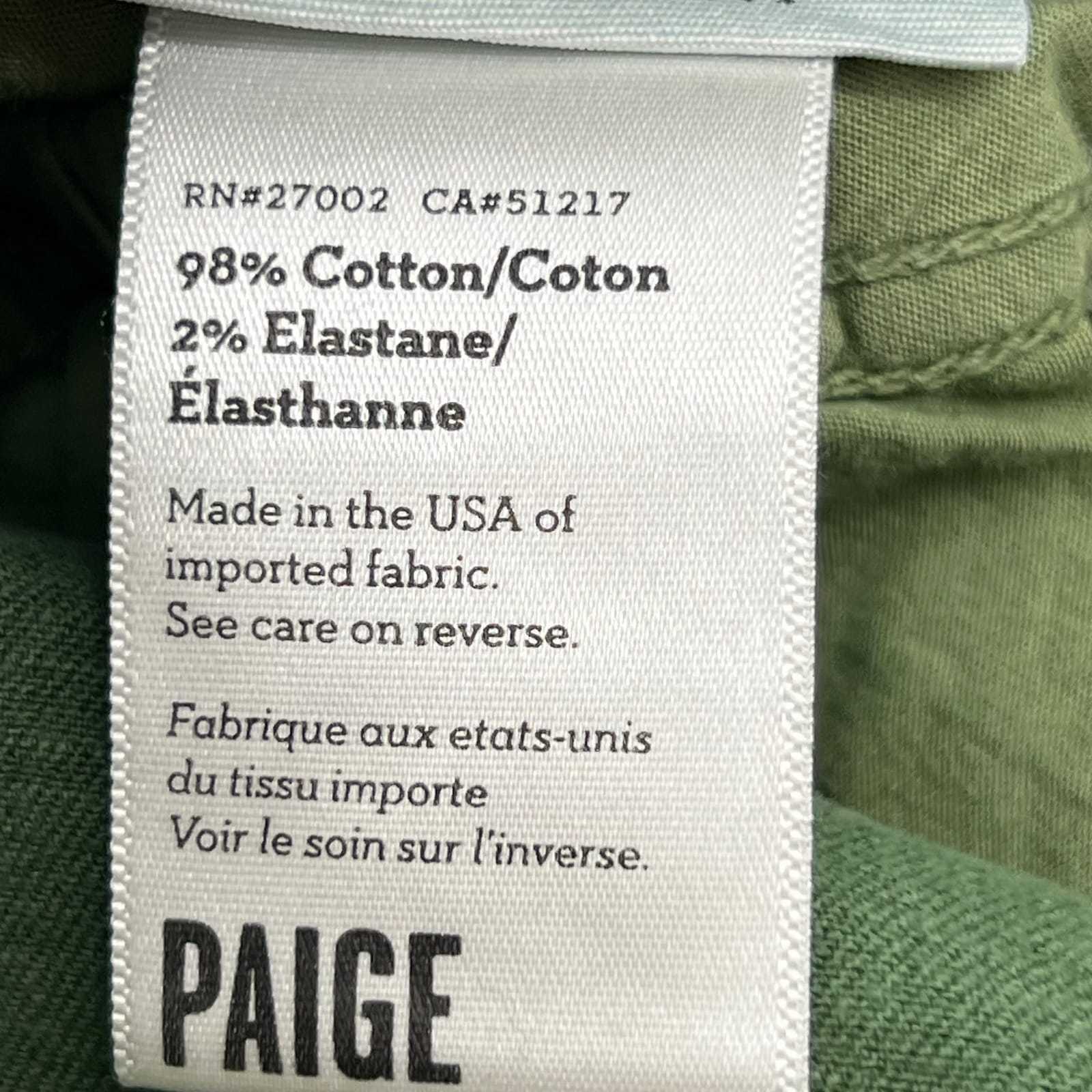 PAIGE Green Hoxton Skinny Jeans PAIGE Green Hoxton Skinny Jeans Size 30 ...