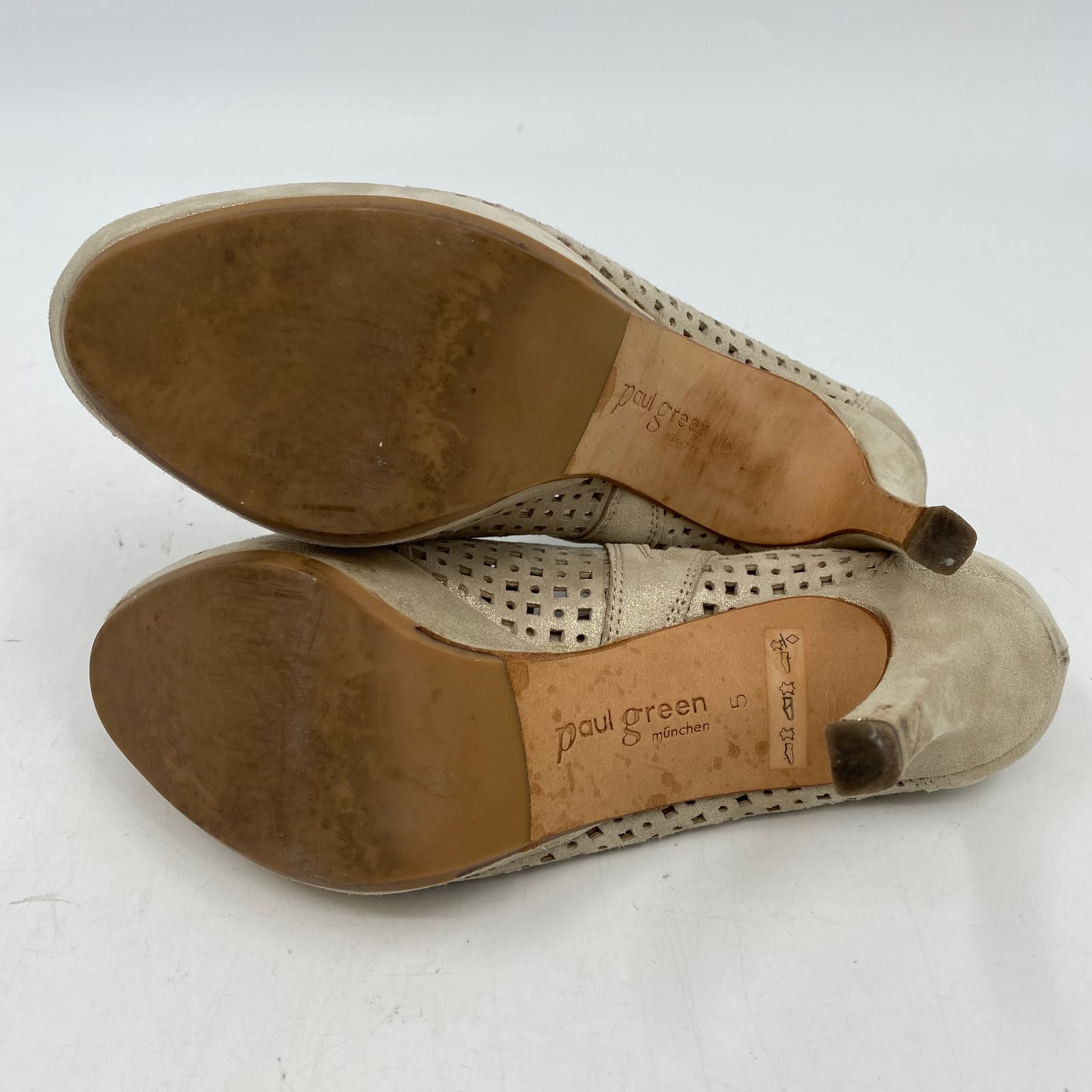 Paul Green Gold Lasercut Leather Heels Paul Green Gold Lasercut Leather ...