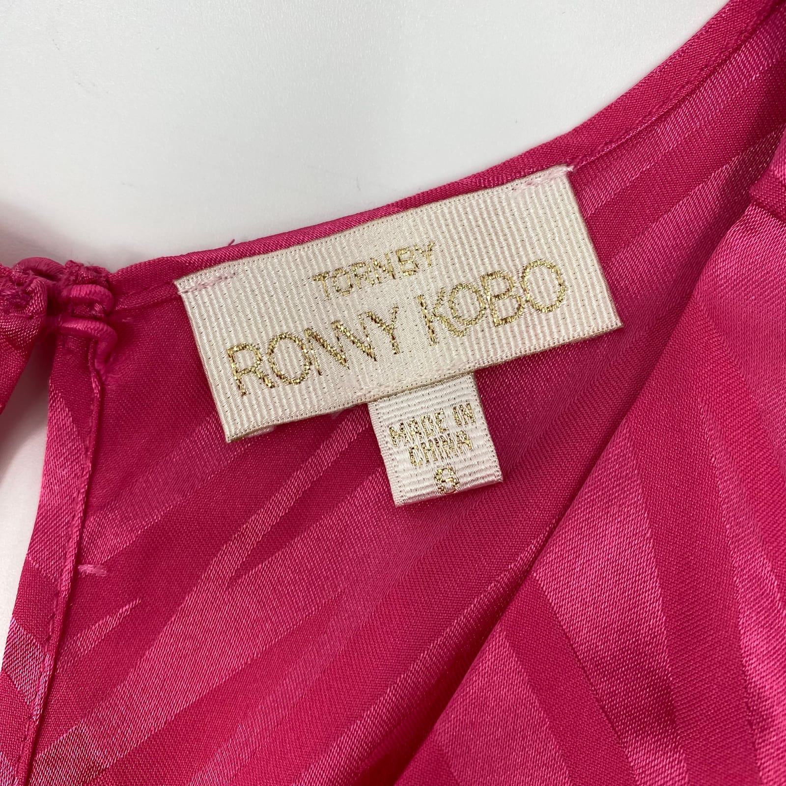 Ronny Kobo Pink Satin Zebra Print V-Neck Midi Dress Ronny Kobo Pink ...