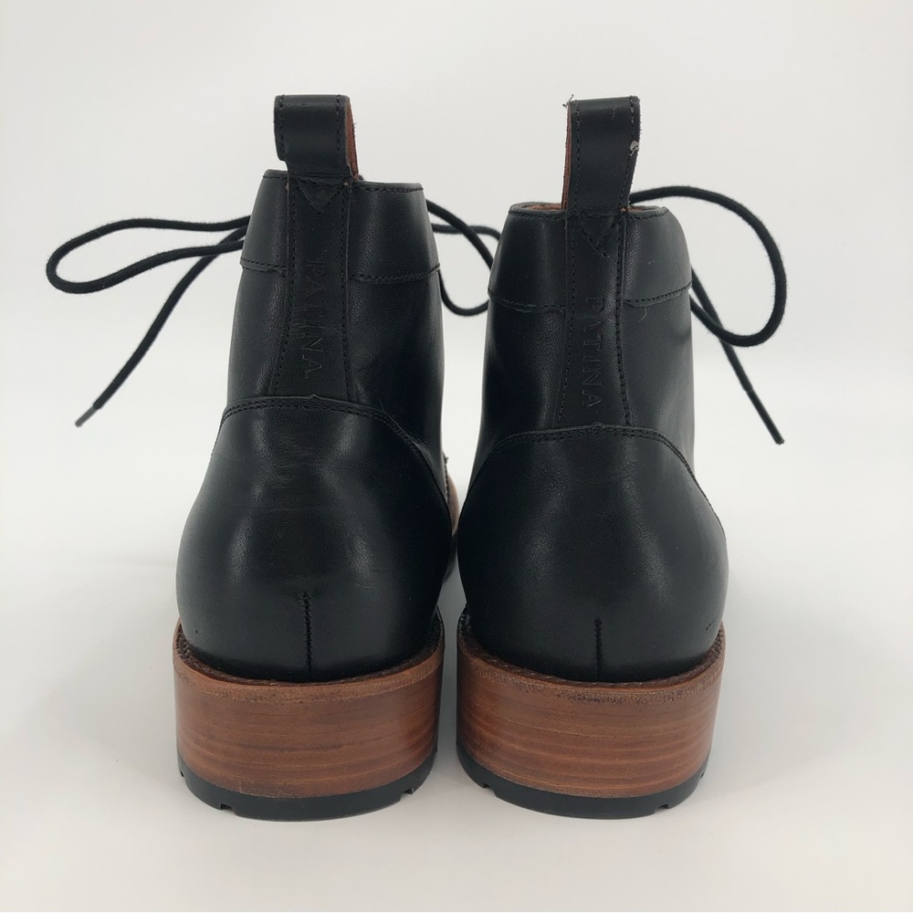 Patina Black & Brown Leather Lace Up Boots Patina Black & Brown Leather ...