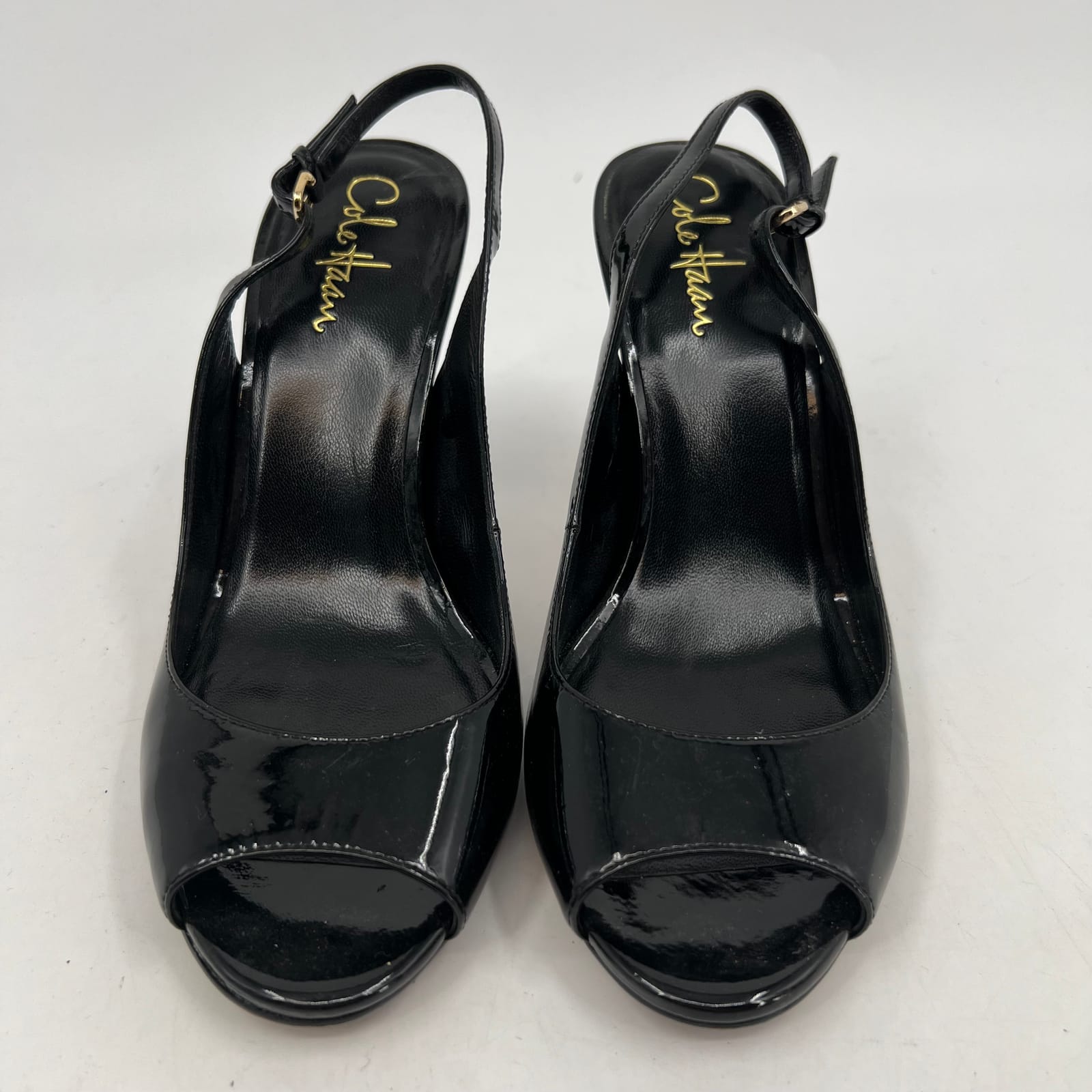 Cole Haan Black Peep Toe Slingback Heels Cole Haan Black Peep Toe ...