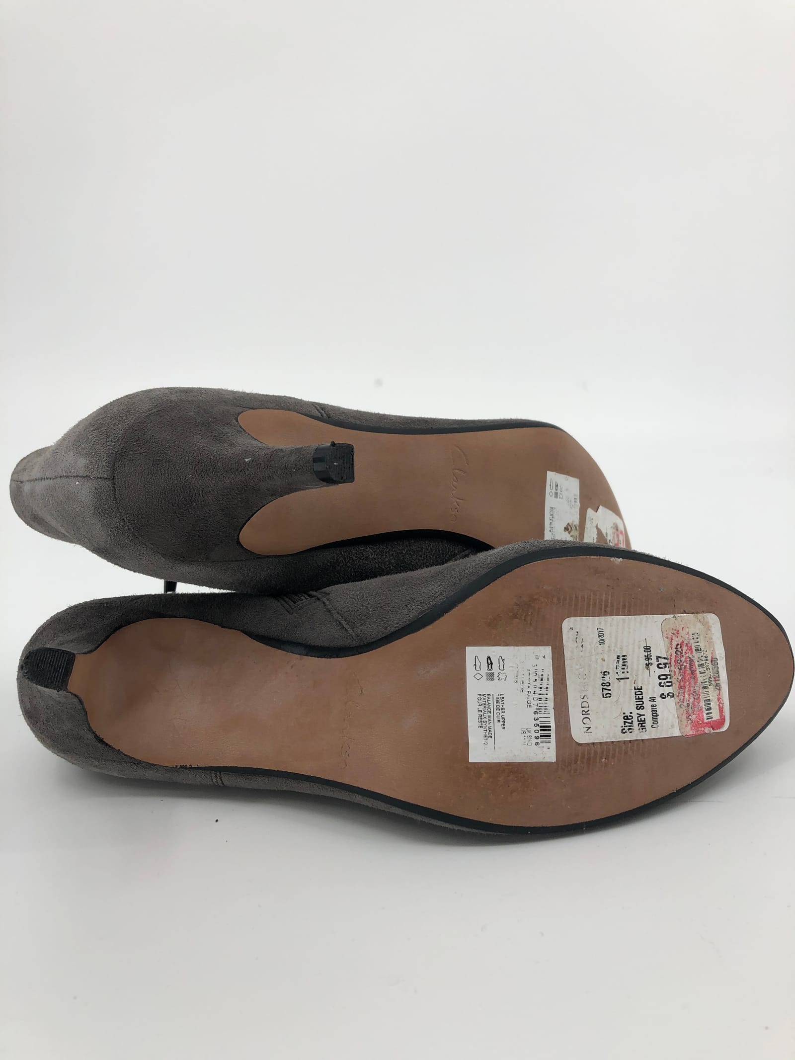 Clarks Gray Leather Heeled Boots Clarks Gray Leather Heeled Boots Size ...