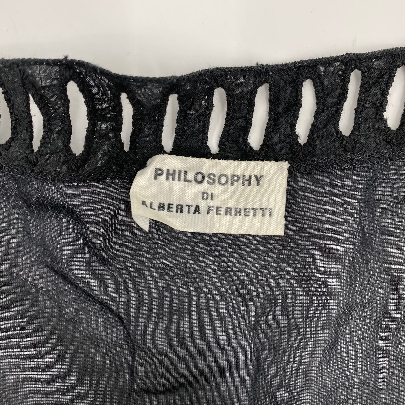 Philosophy by Alberta Ferretti Black Sheer Eyelet Tank Top Philosophy ...