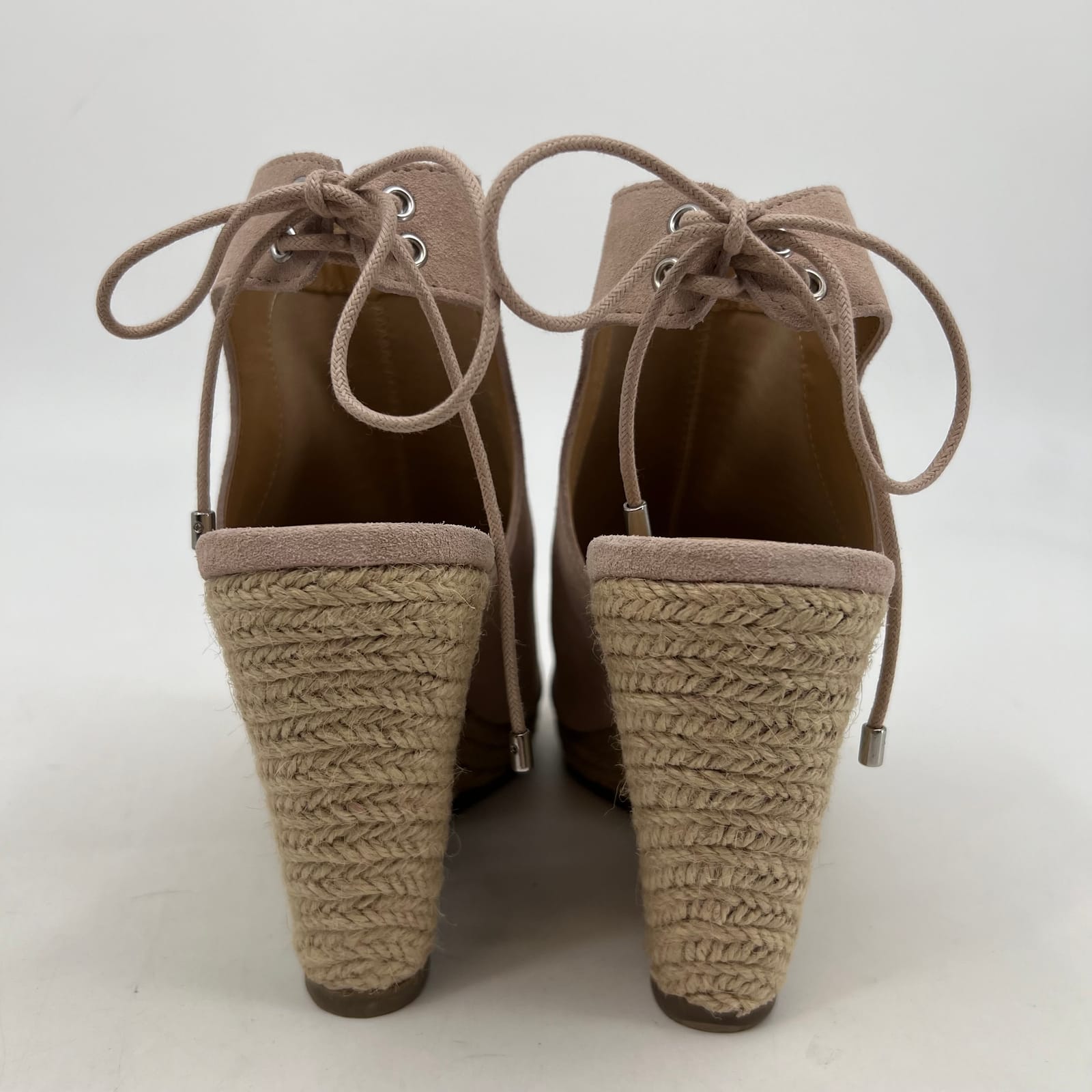 Laurie Felt Pink Suede Espadrille Peep Toe Wedges Laurie Felt Pink ...