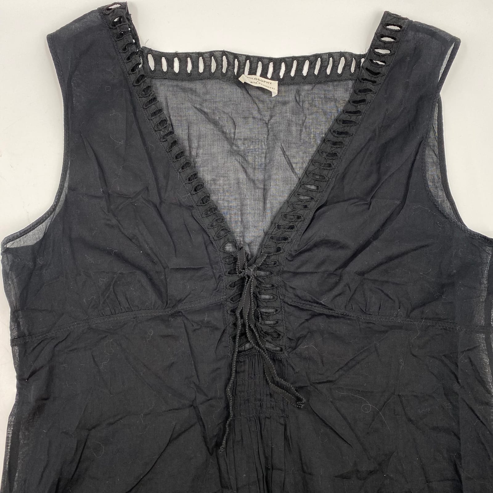 Philosophy by Alberta Ferretti Black Sheer Eyelet Tank Top Philosophy ...