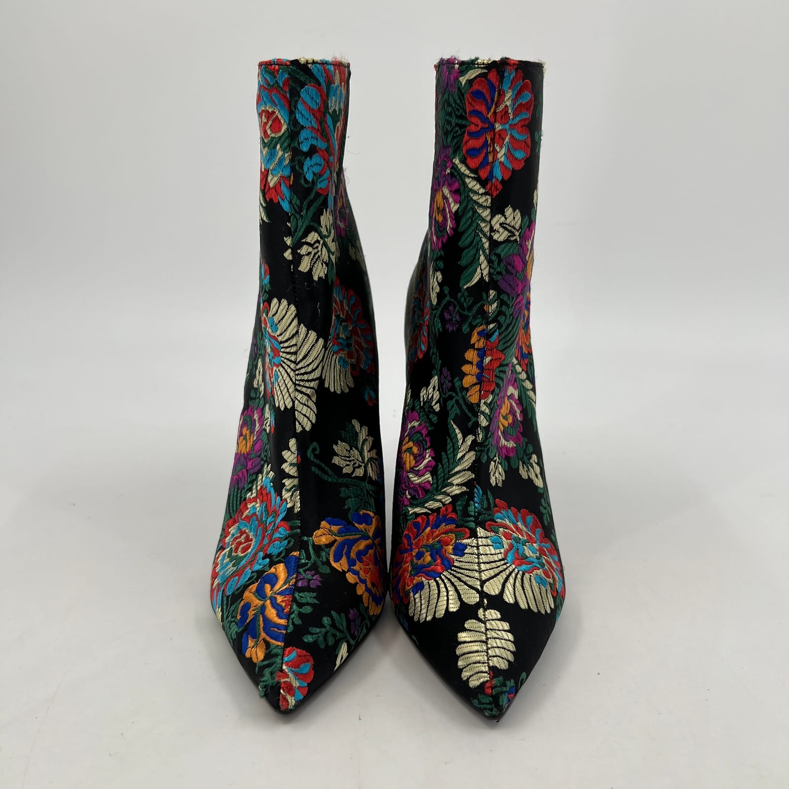 JustFab Black Brocade Heeled Boots JustFab Black Brocade Heeled Boots ...