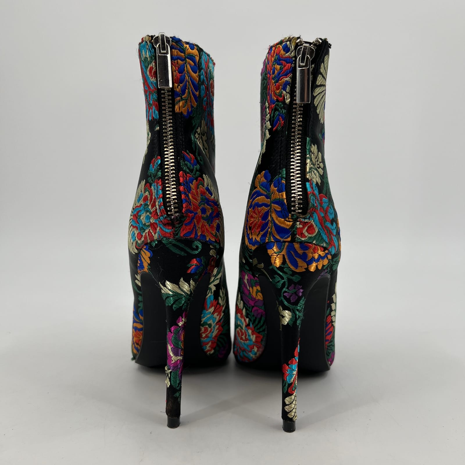 JustFab Black Brocade Heeled Boots JustFab Black Brocade Heeled Boots ...