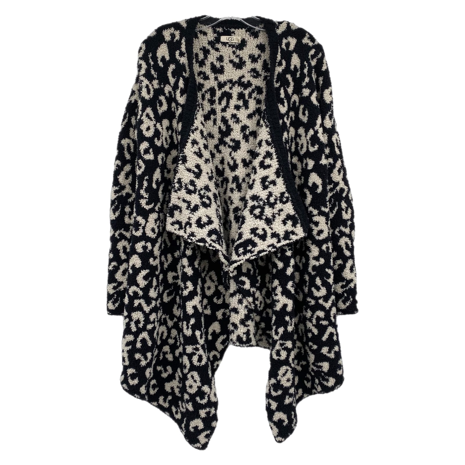 UGG Black Cream Leopard Print Fuzzy Cardigan UGG Black Cream Leopard ...