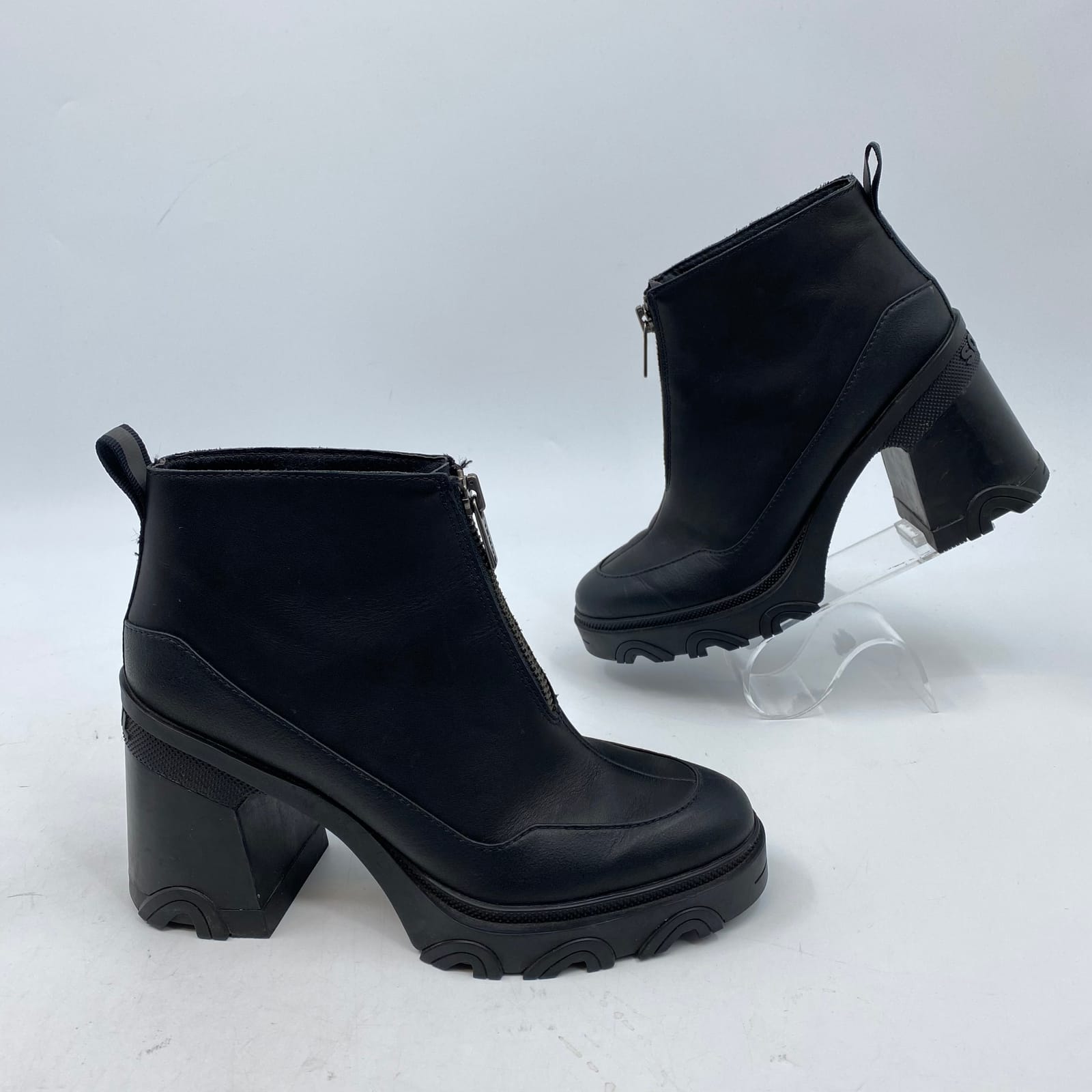 Sorel Black Leather Heeled Rain Boots Sorel Black Leather Heeled Rain ...