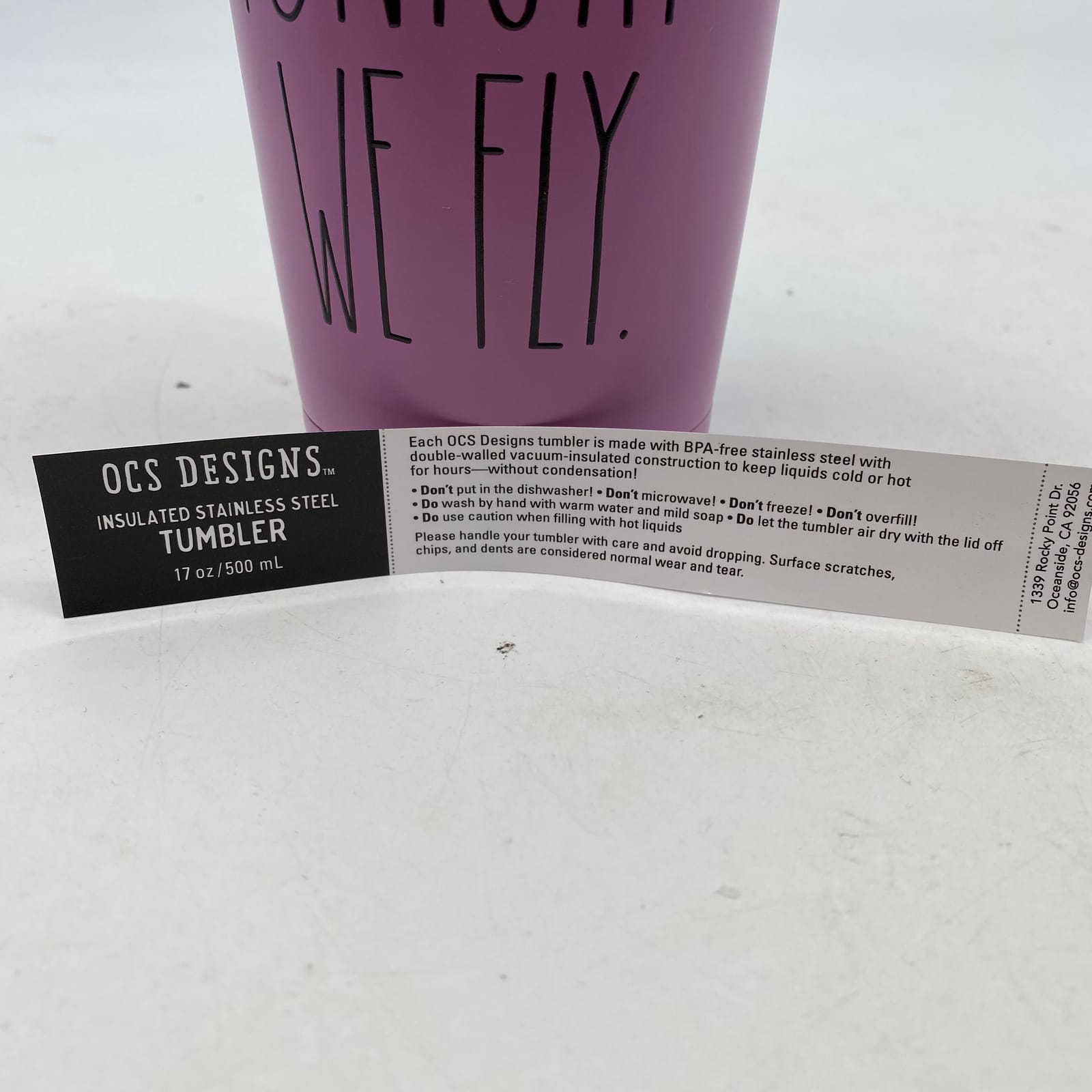 Rae Dunn Purple Black Tonight We Fly 17oz Travel Tumbler Rae Dunn ...