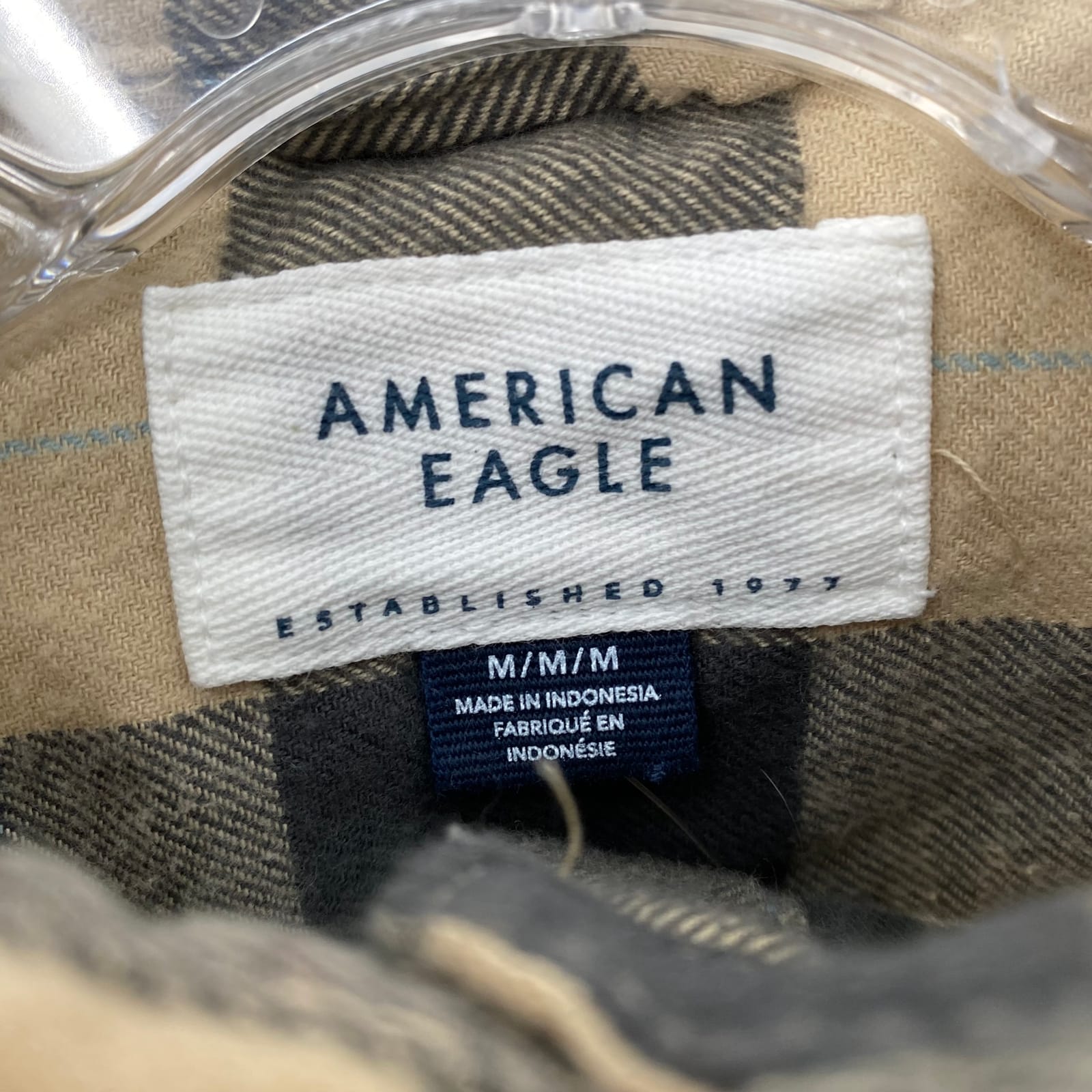 American Eagle Tan Plaid Button-Down Shirt American Eagle Tan Plaid Button-Down Shirt Size M ...